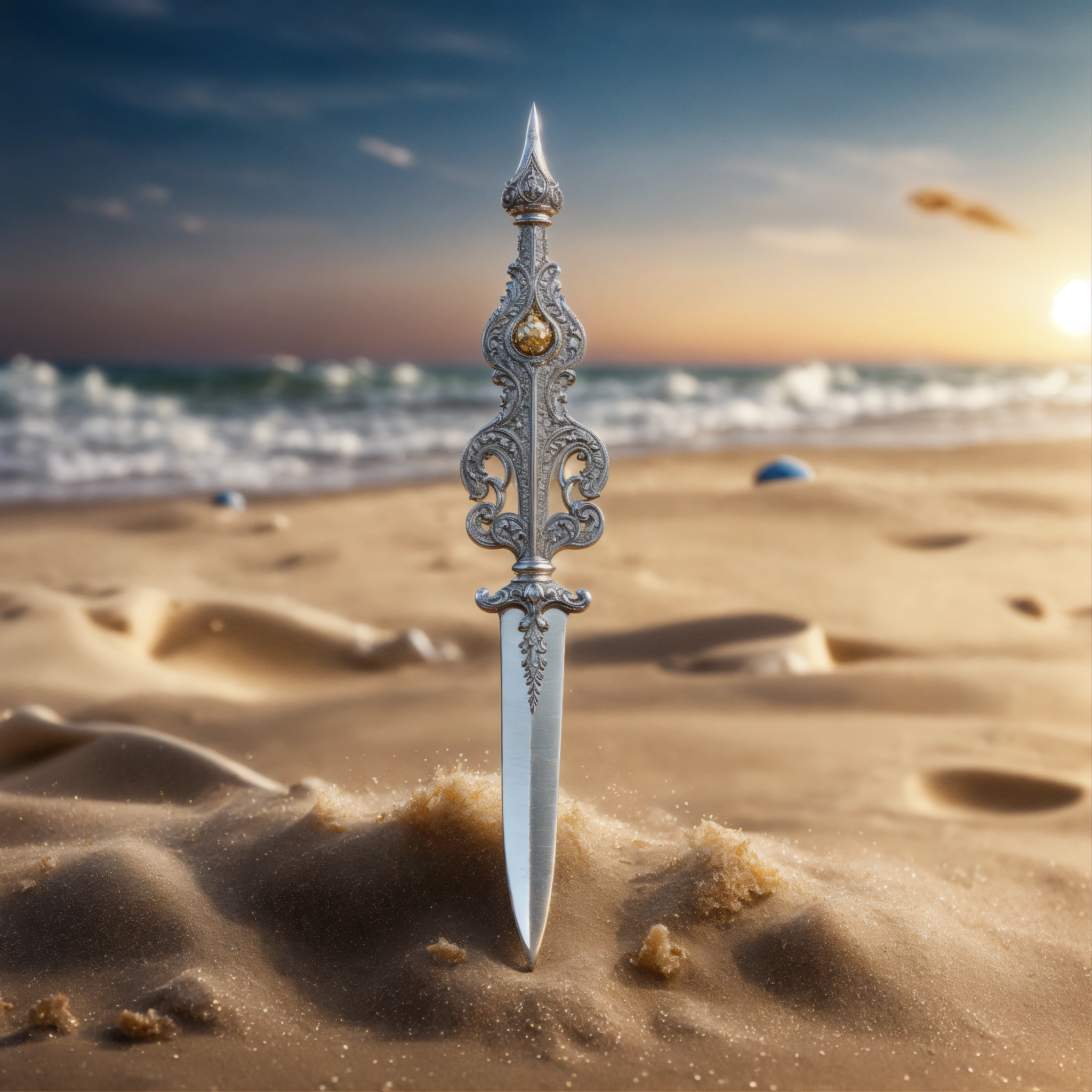 Lexica - 8k, picture of a narrow and delicate wavy curved dagger made ...