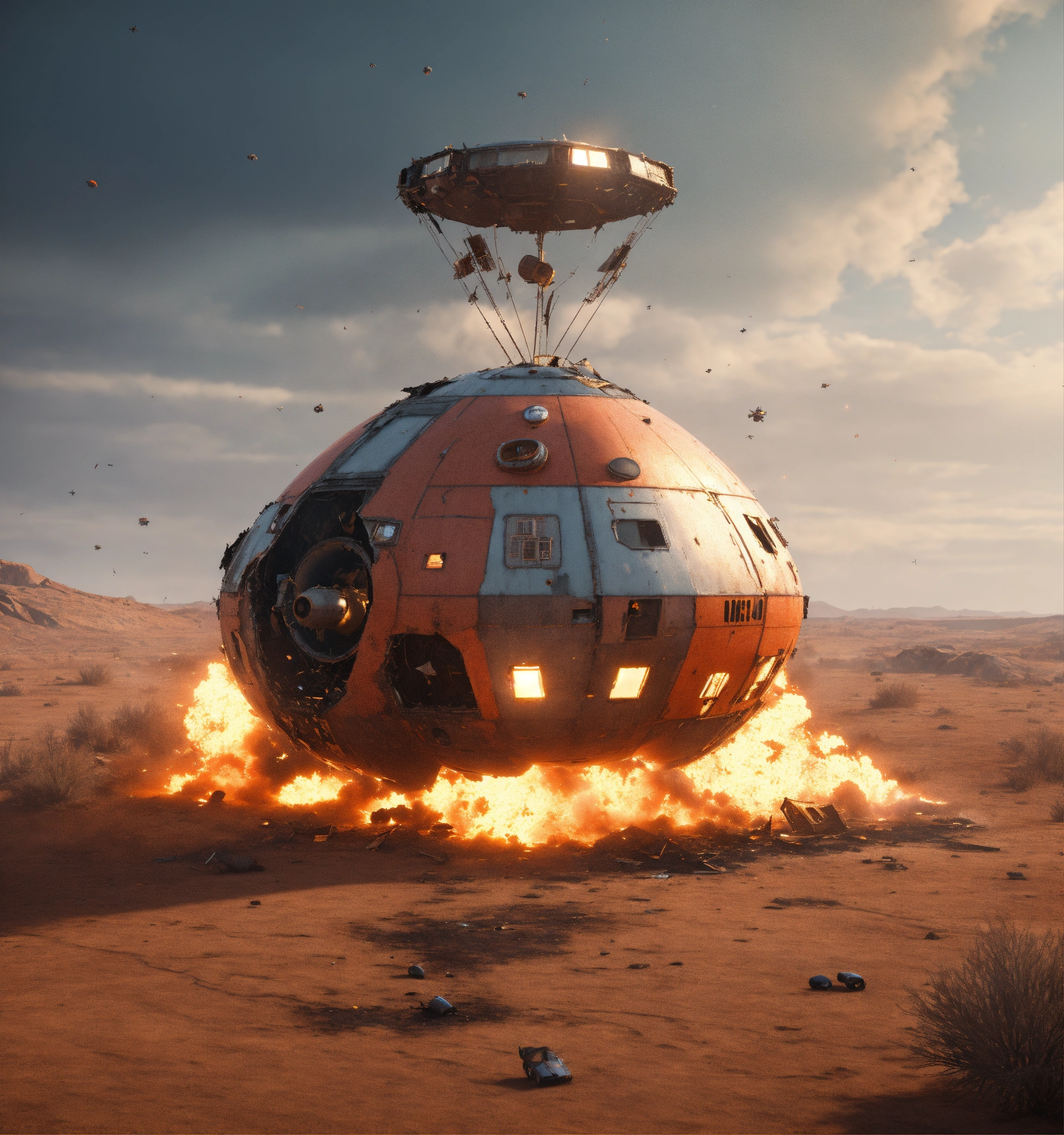 Lexica - A small emergency escape pod crash lands and explodes in a ...