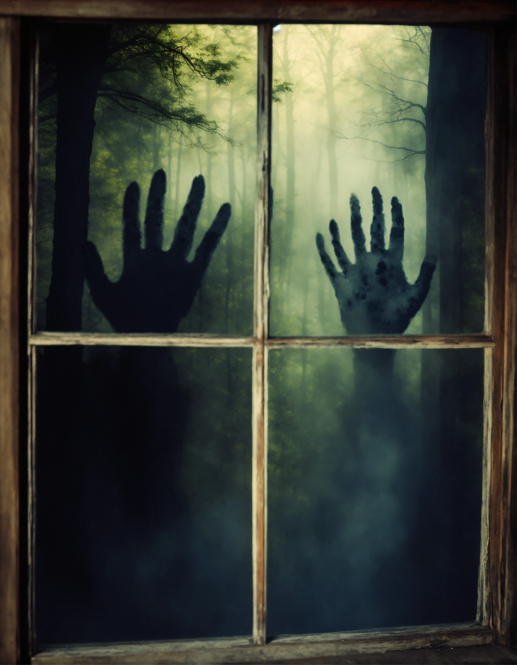 Lexica - Haunted ghost, scary, stalker, dark tones, misty forest ...