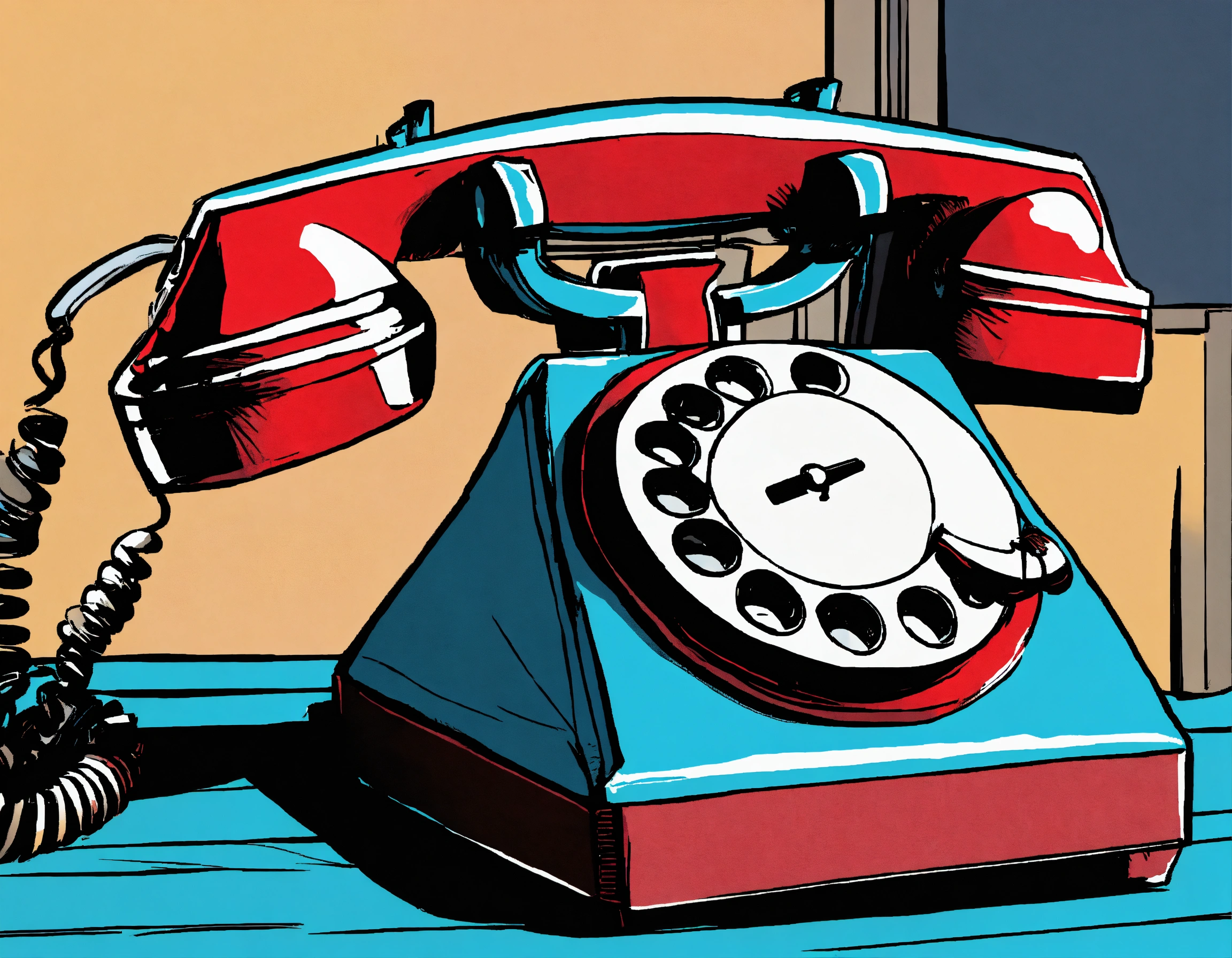 Lexica - Closeup. telephone is ringing. comic style