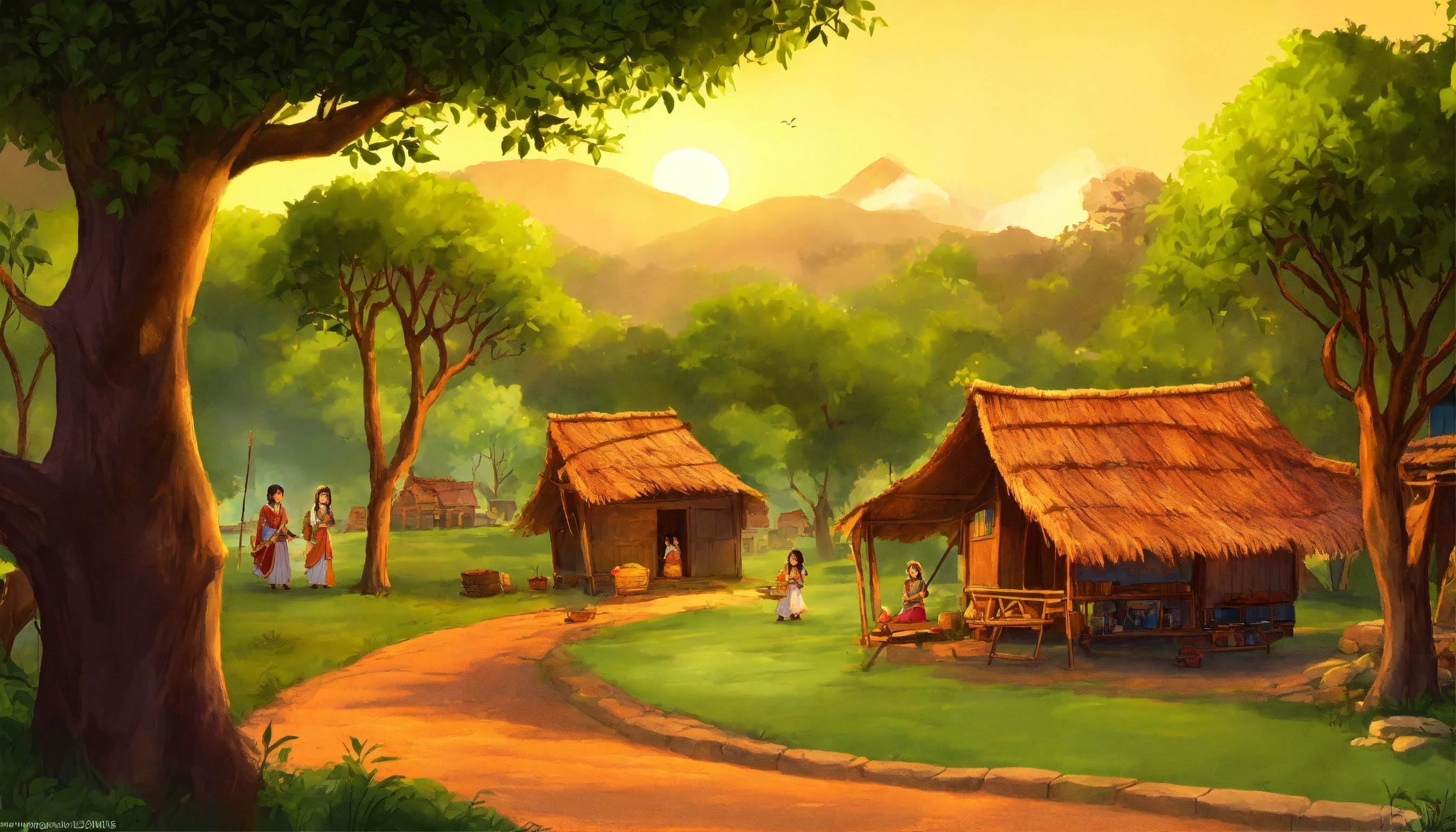 Lexica - A cartoon pictures of Indian village storybook illustration ...