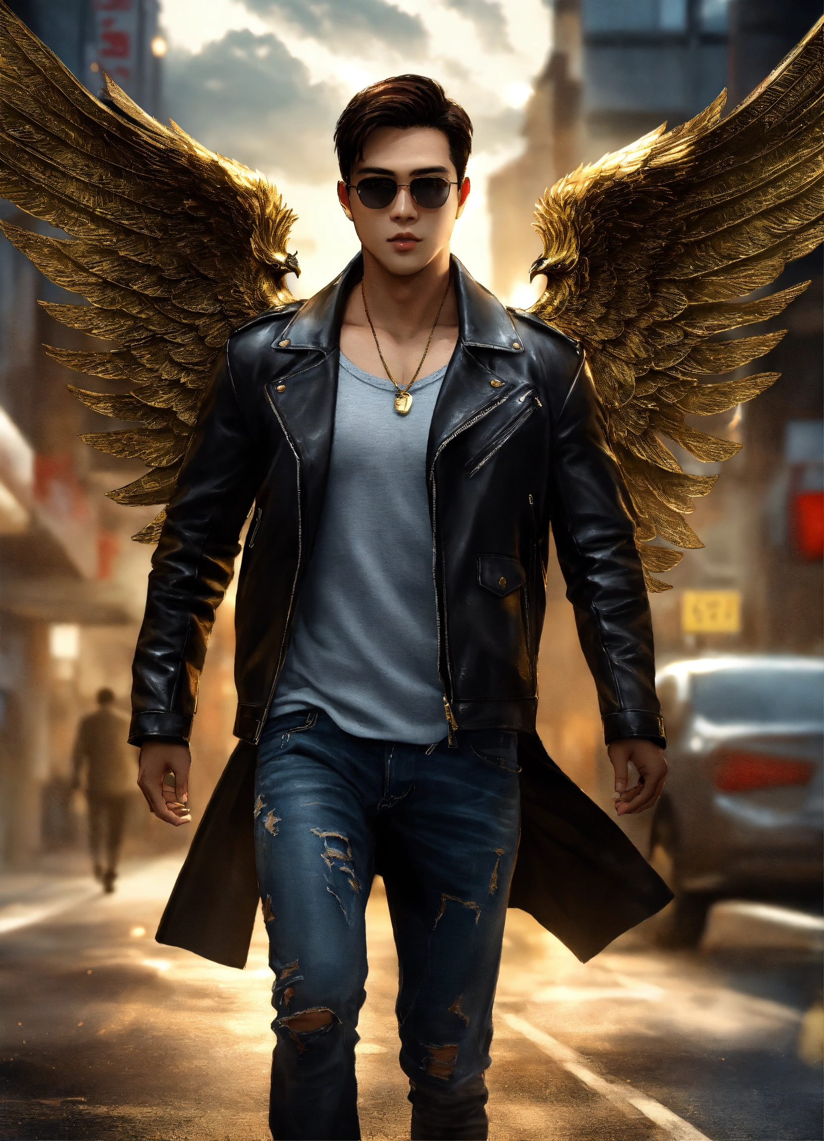 Lexica - Full body strong muscular handsome Asian male god angel with ...