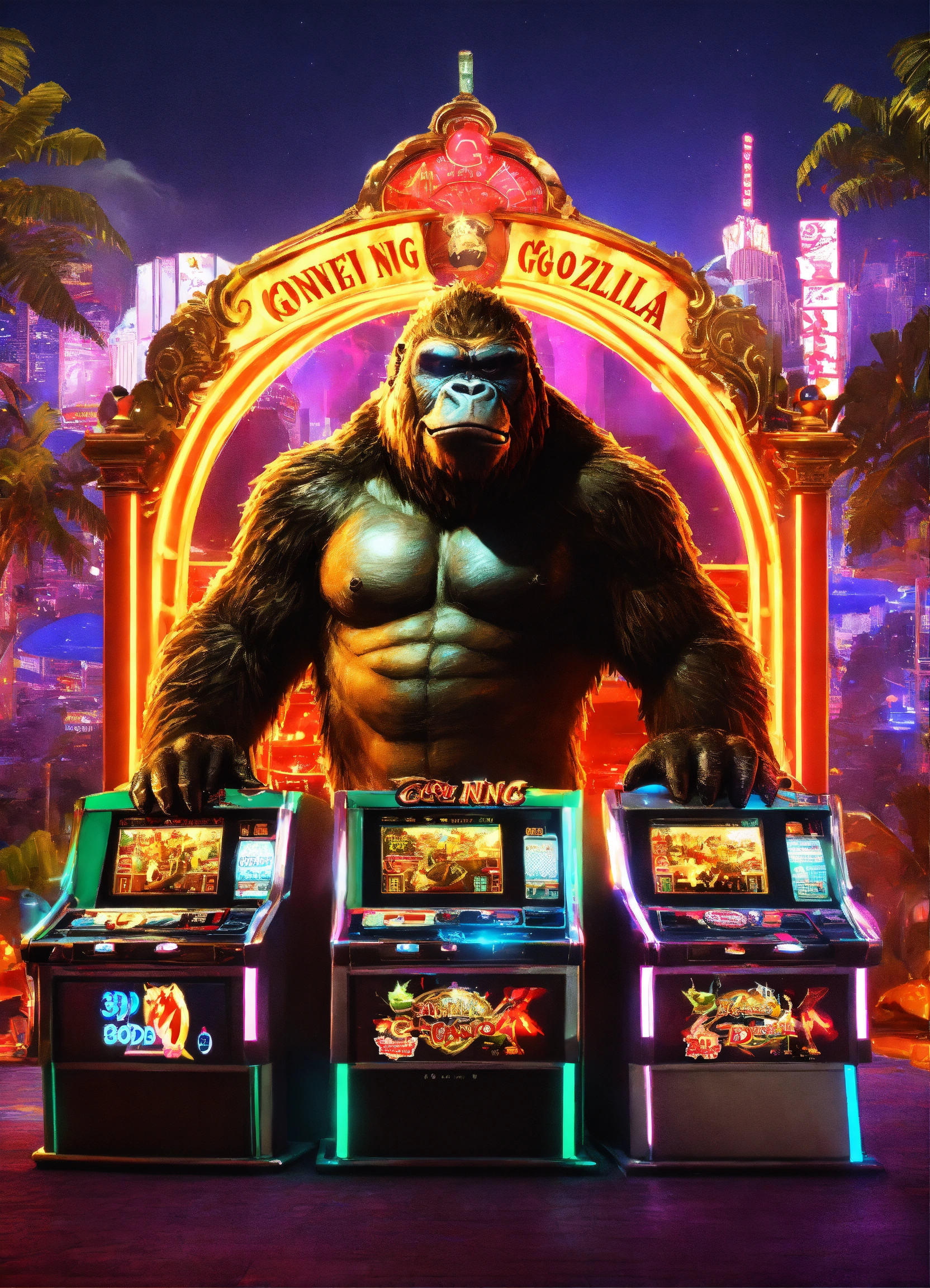 Lexica - 3D CUTIE Q VERSION CHARACTERS KING KONG VS GODZILLA SLOT ...