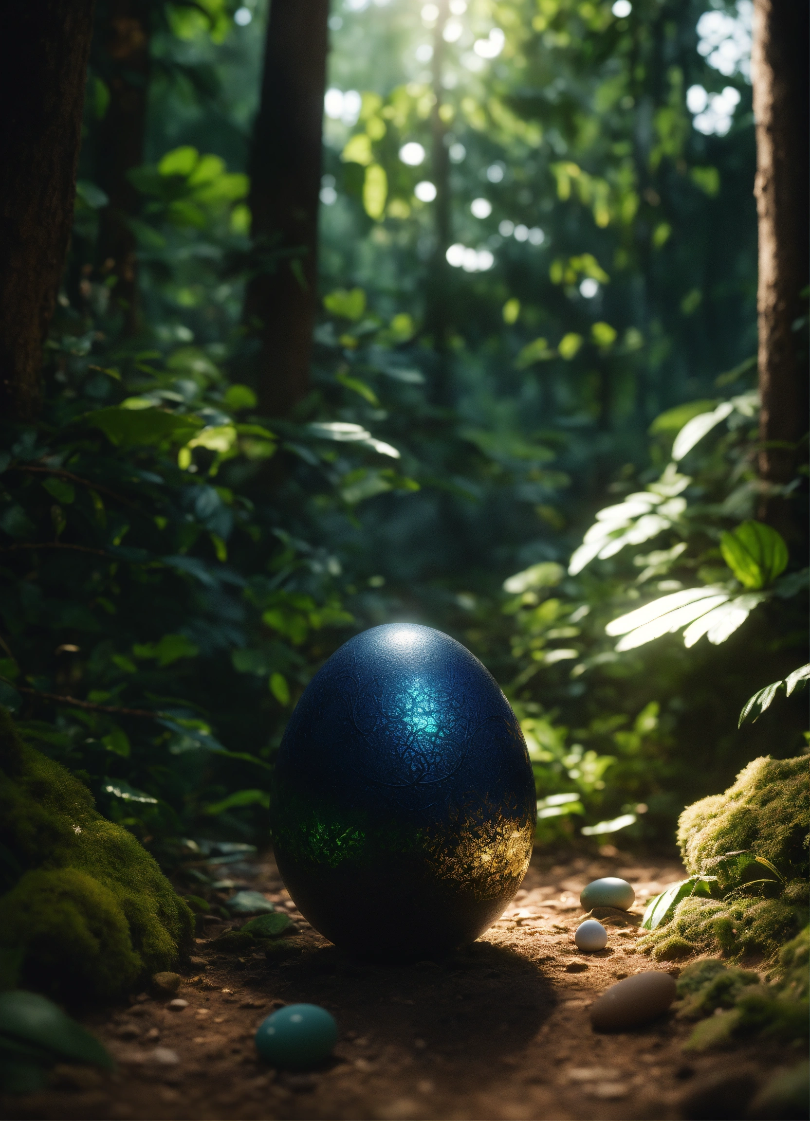 Lexica - An egg with an orb in the middle, in the style of dark indigo ...