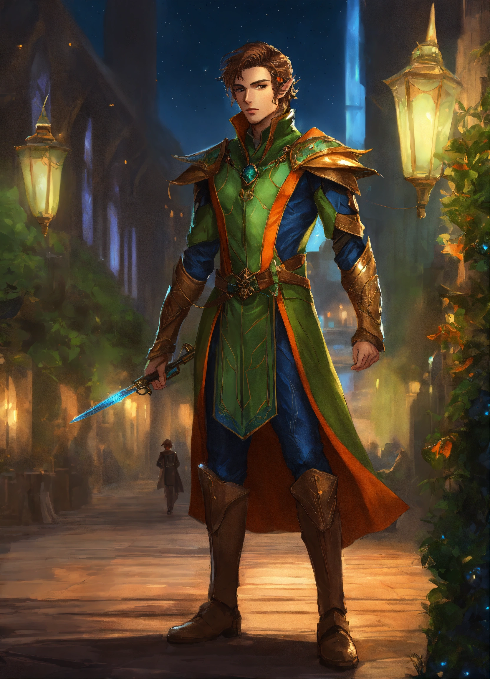 Lexica - Drawing of an elf, royalty, sci fi, cybernetic, navy blue and ...