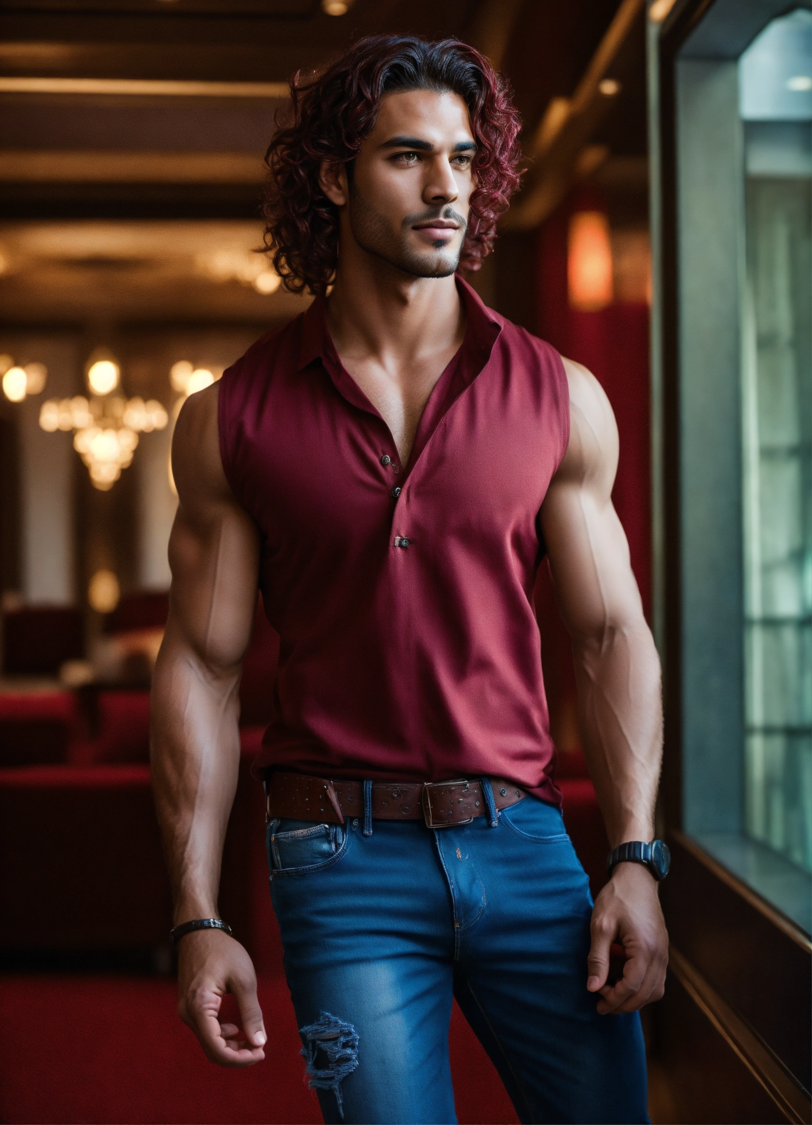 Lexica - Handsome human-looking alien male. Red skin. Arab features ...