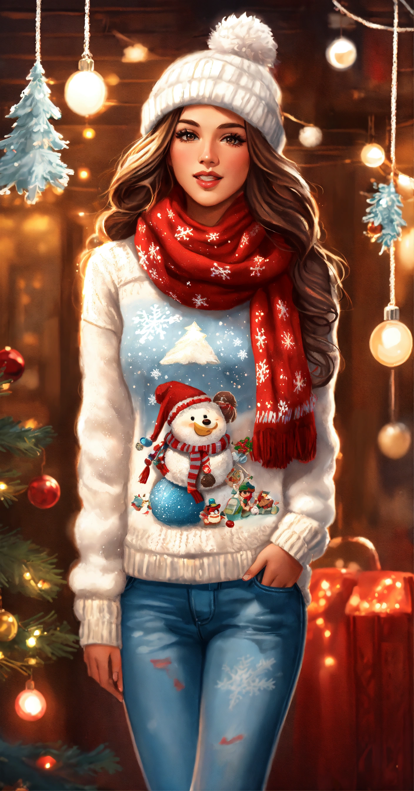 Lexica - Full body, Pretty girl with long hair, pinup, in the style of ...