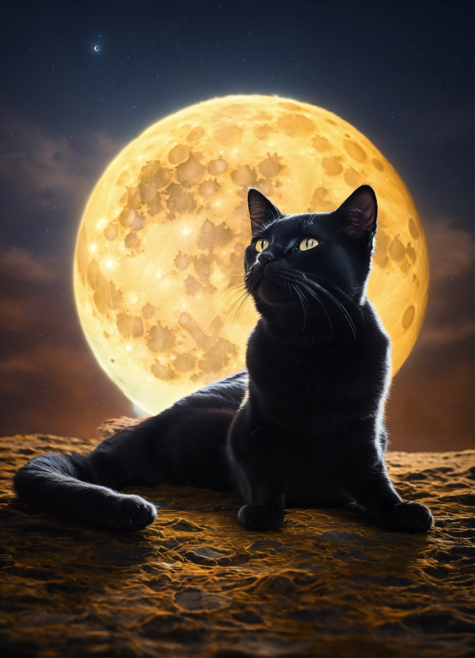 Lexica - Black cat flipping backwards in front of the Moon