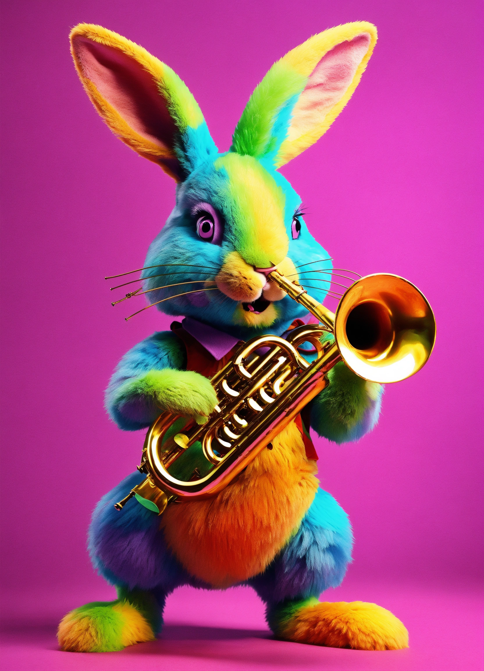 Lexica - An insane 3d toy furry musical bunny playing trumpet saxophone ...
