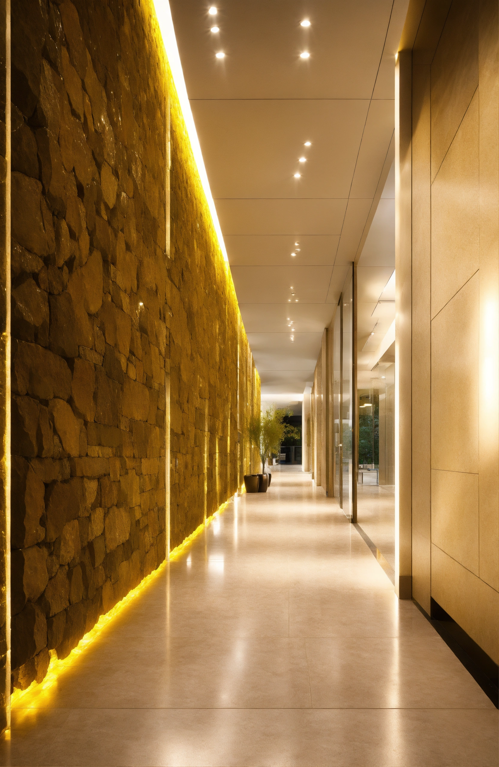 Lexica - Airport corridor, one side of the corridor full height glass ...