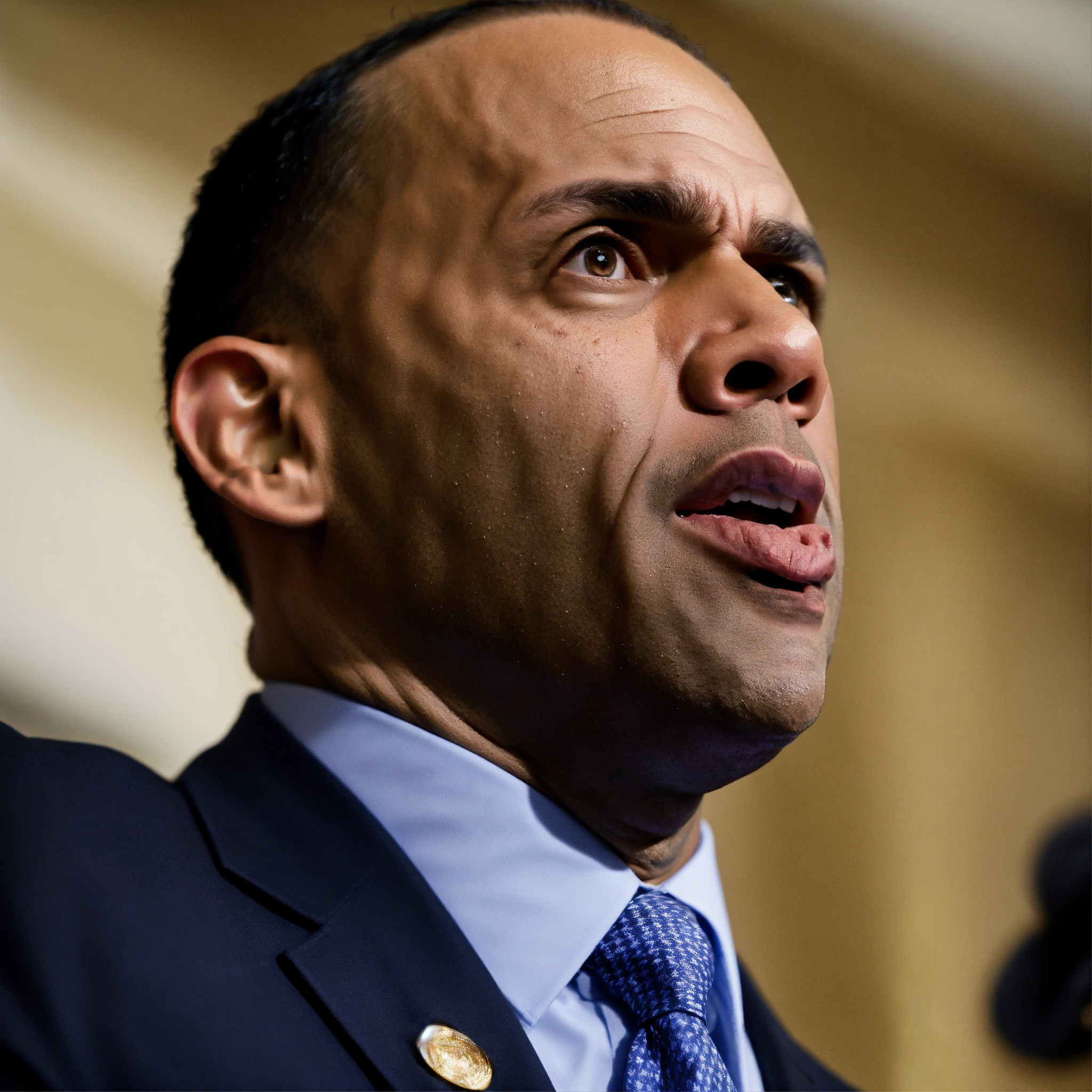 Lexica - SENATOR HAKEEM JEFFRIES LIGHT SILVERY EYES, ANGRY, MAD YELLING ...