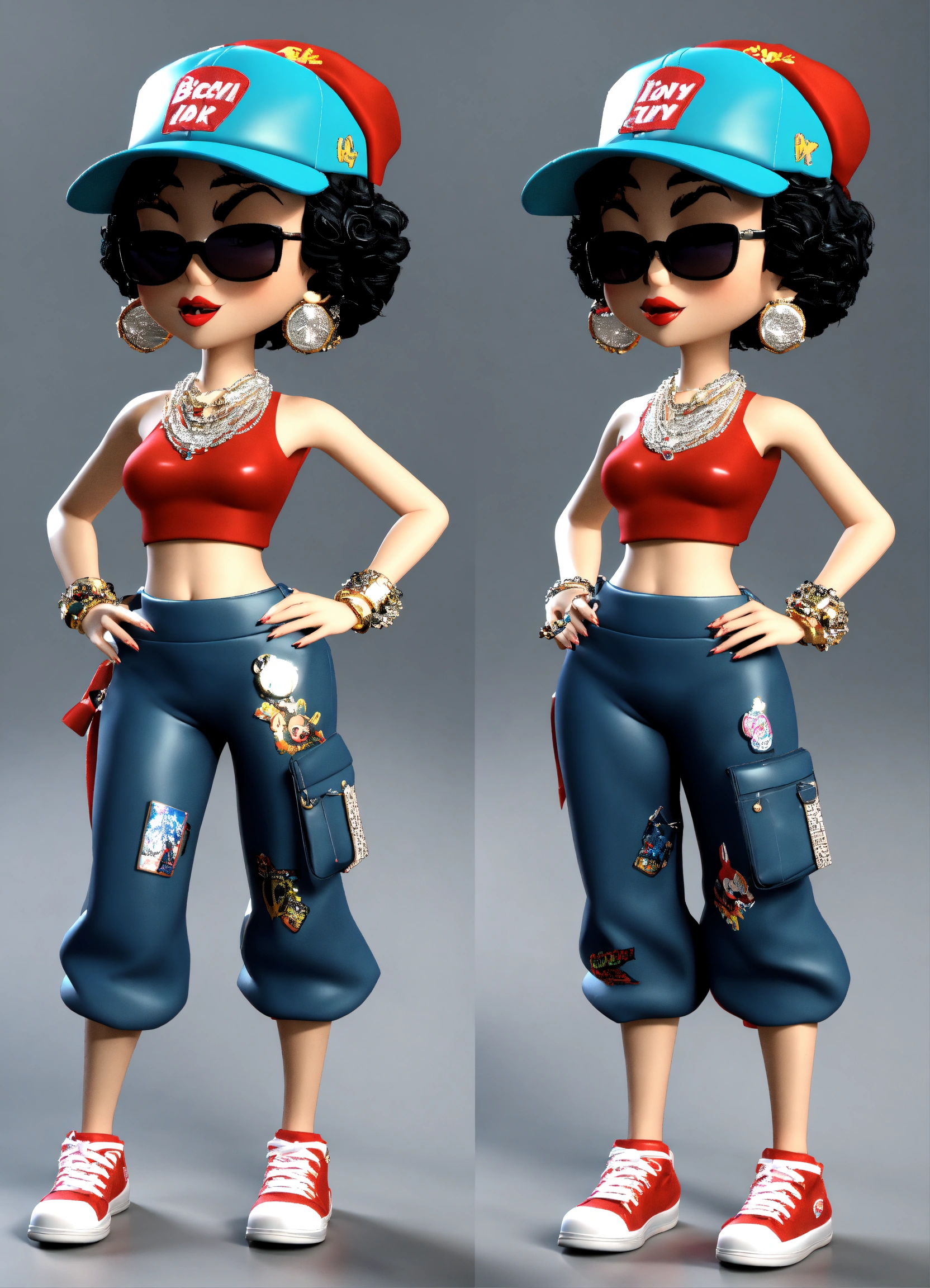 Lexica - 3D model, betty boop dressed in trendy hip-hop attire ...
