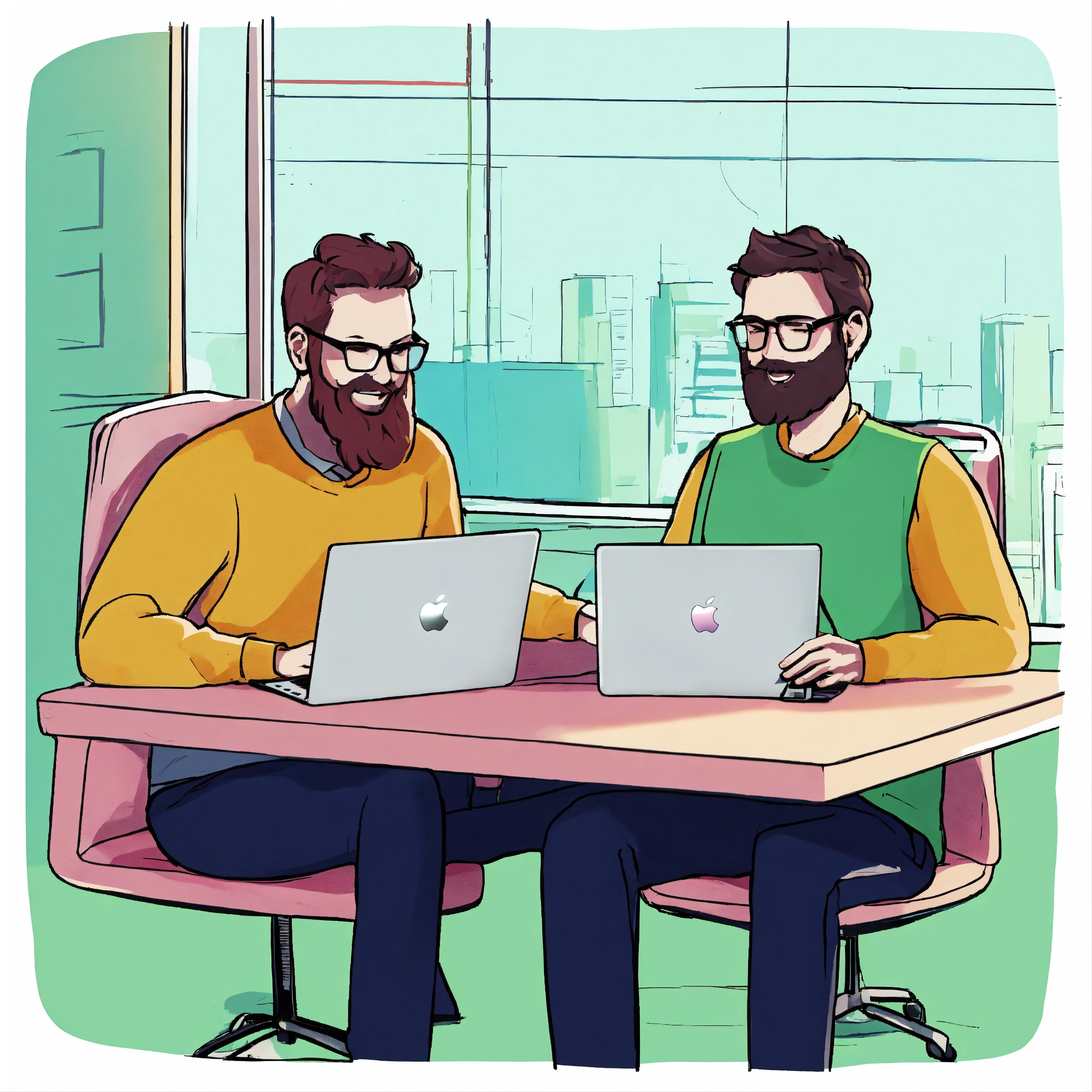 Lexica - Very simple drawing of two developers that enjoy collaborating ...