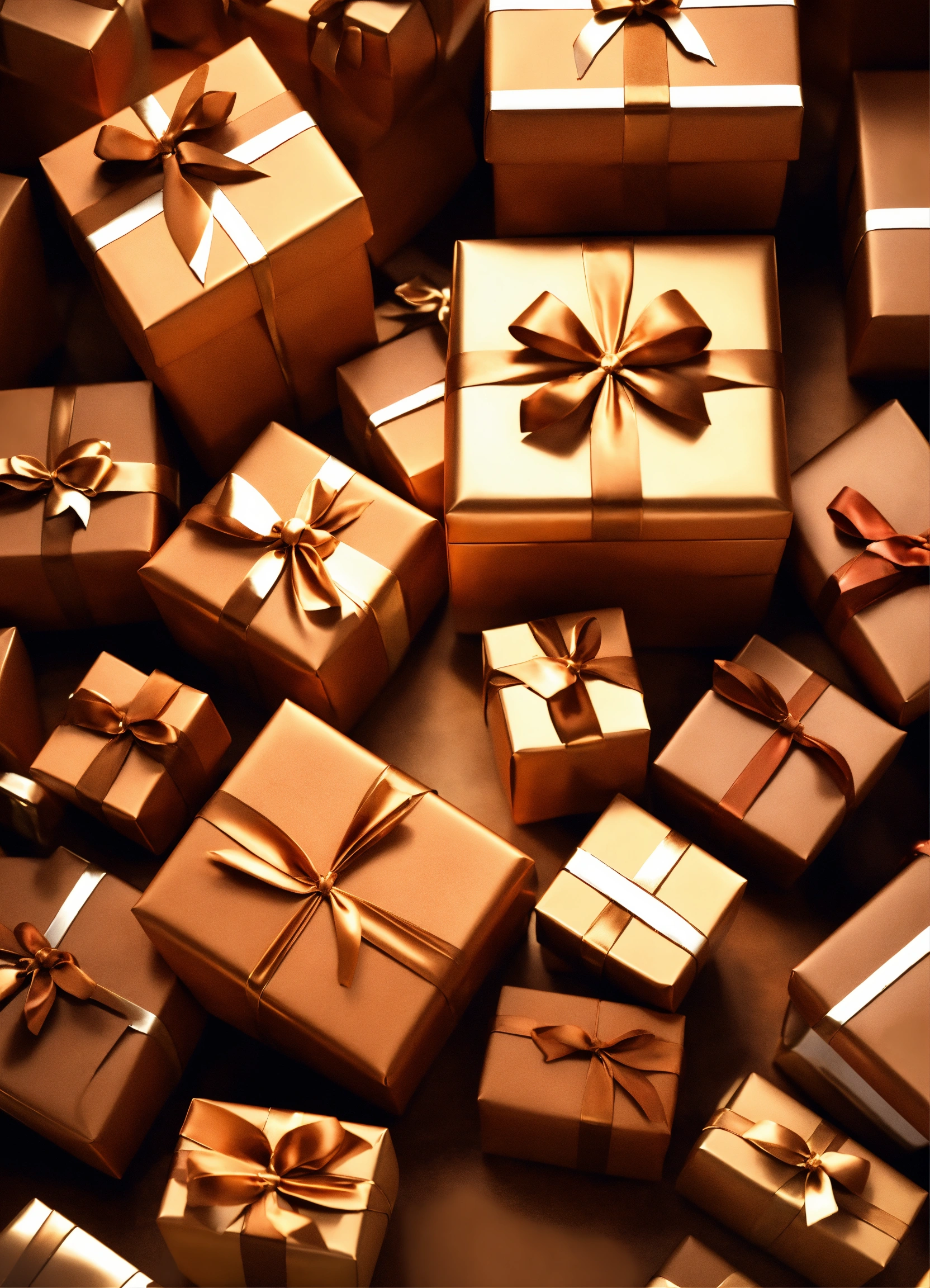 Lexica - Lots of brown color gift boxes, 4K photorealistic