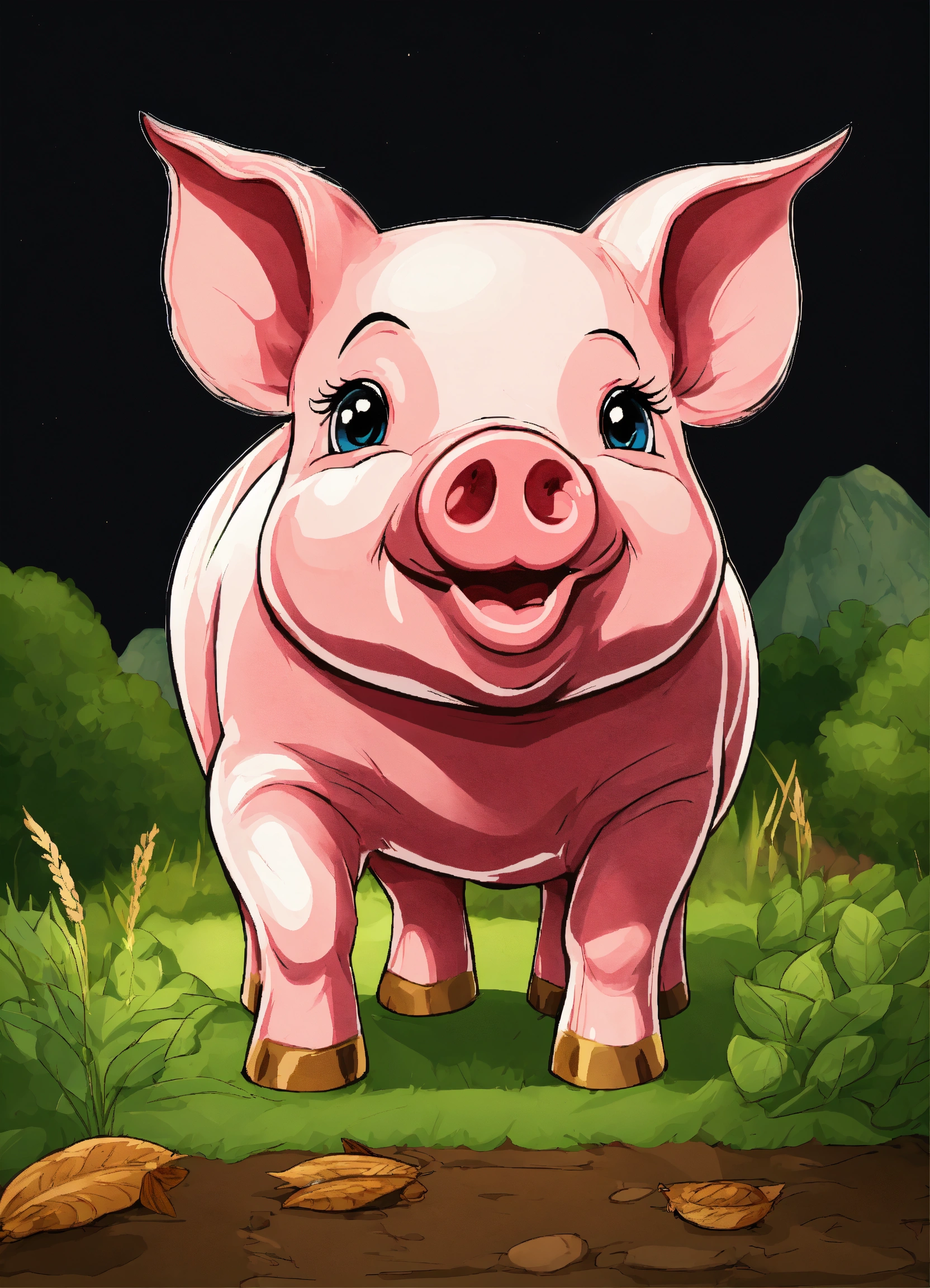 Lexica - Generate a cute little pig on a FARM , super eye-catching ...