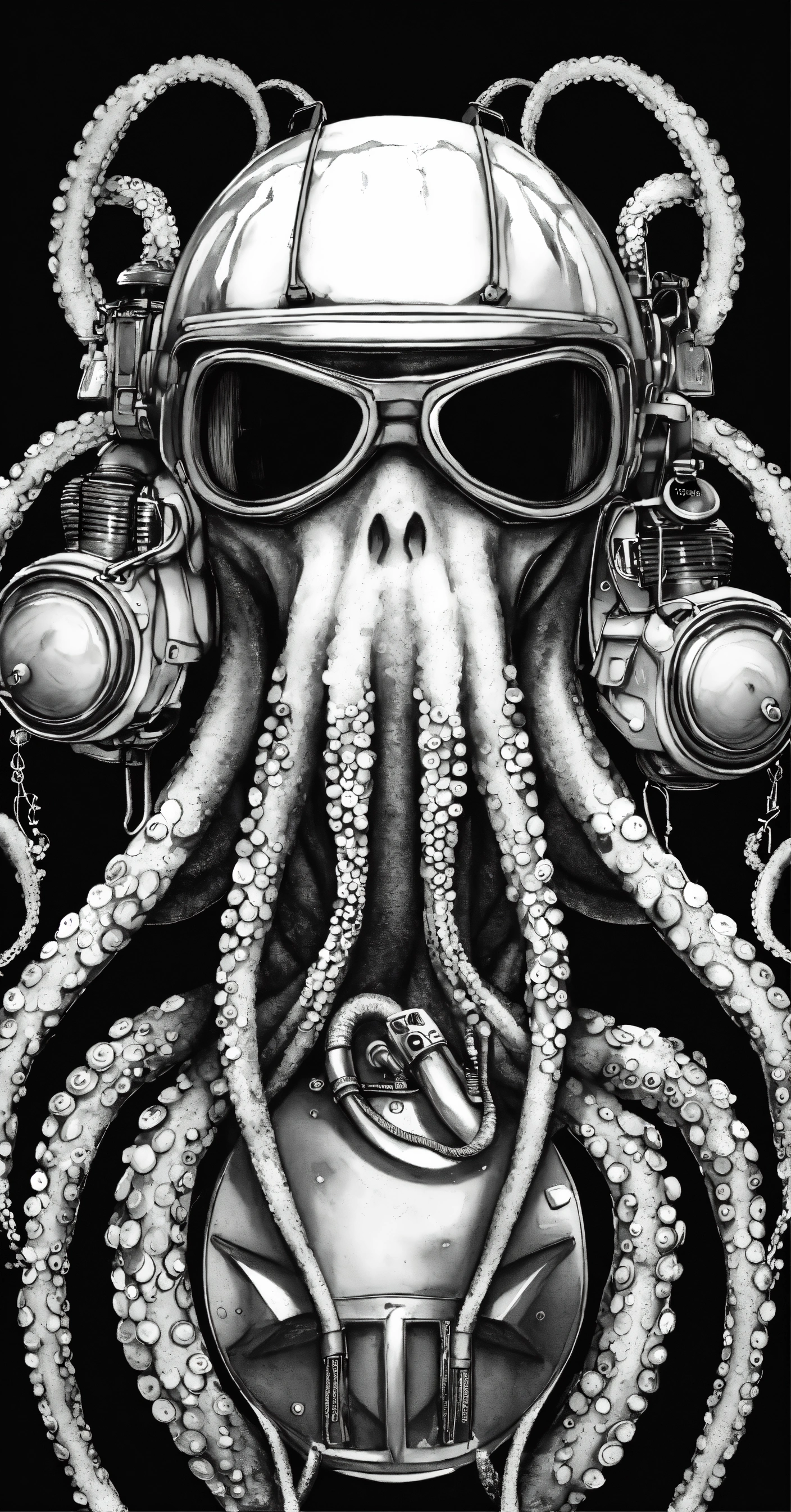 Lexica - T-shirt design of "MONTABEACH" octopus with motorcycle helmet ...