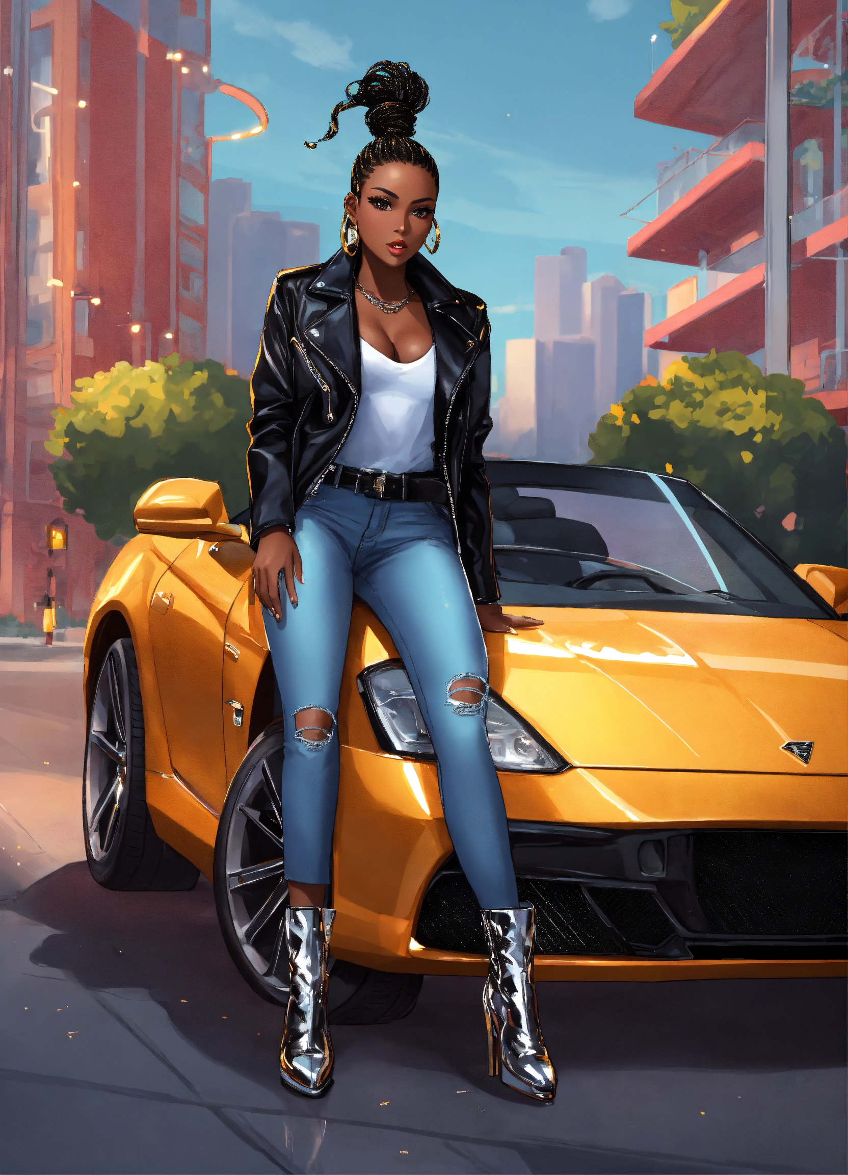 Lexica - Animated illustration of a melanin-rich beautiful girl with ...