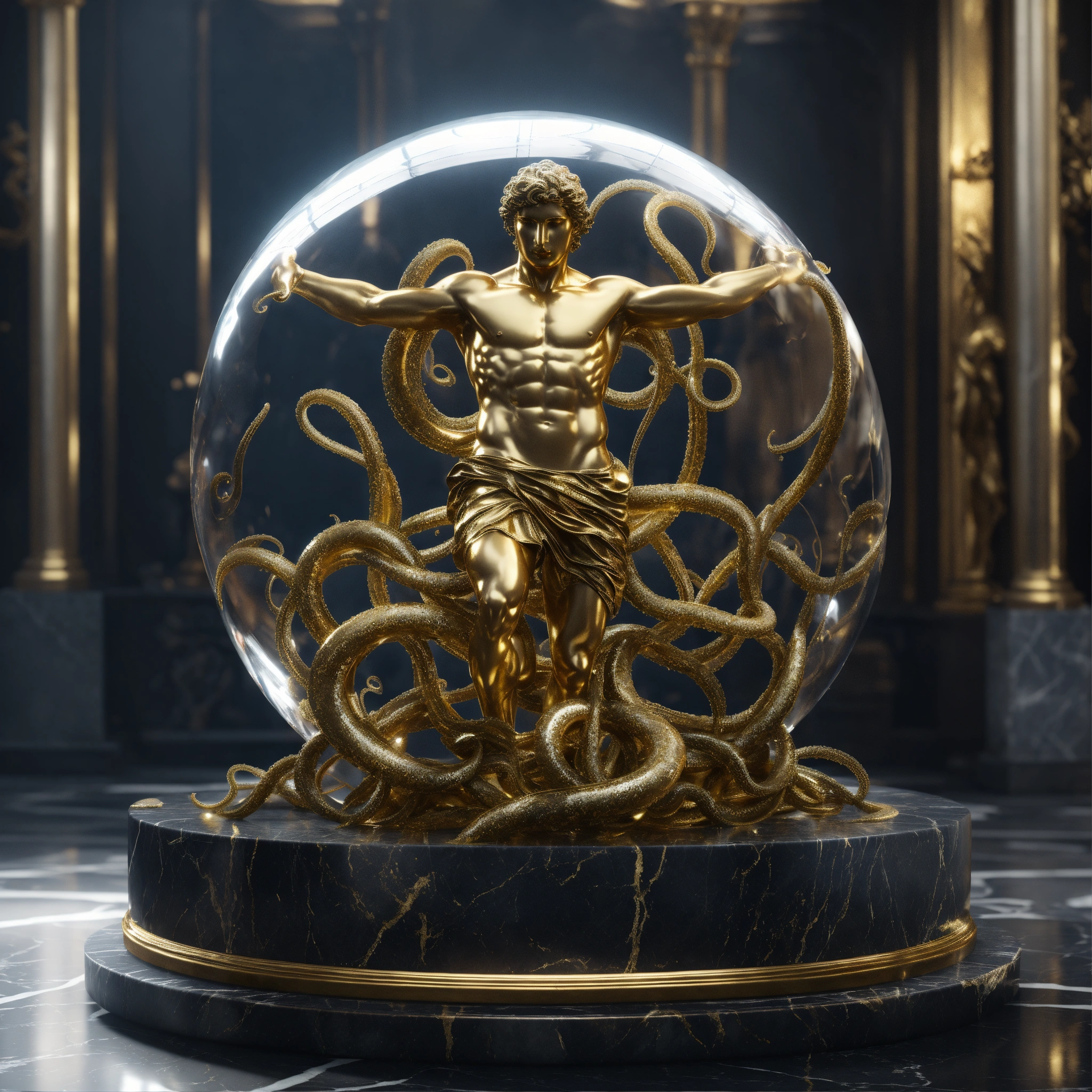 Lexica - A statue of a transparent sphere arounded by tentacles greek ...