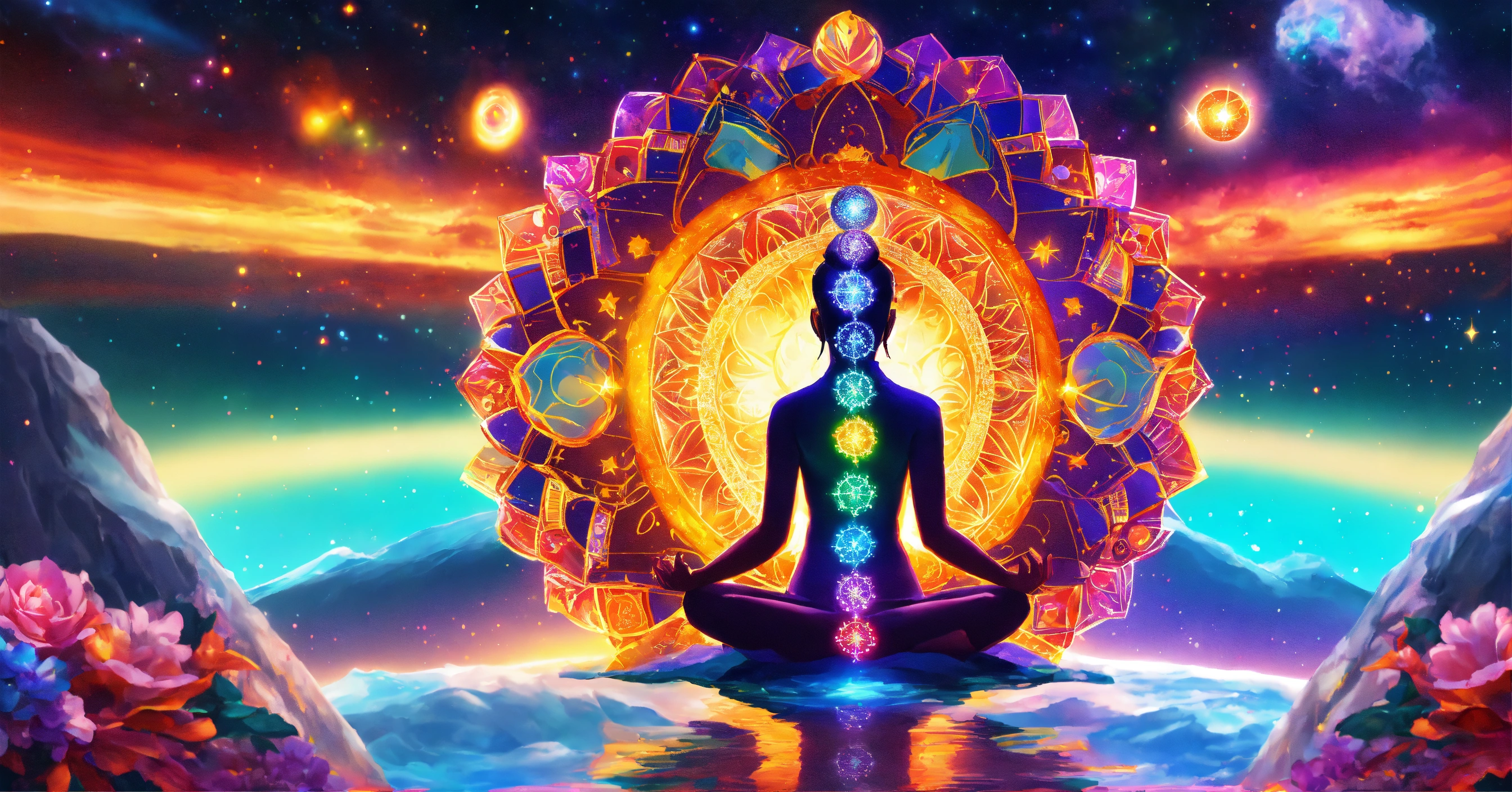Lexica - Digital anime art, the seven chakras, meditation, cosmic space ...