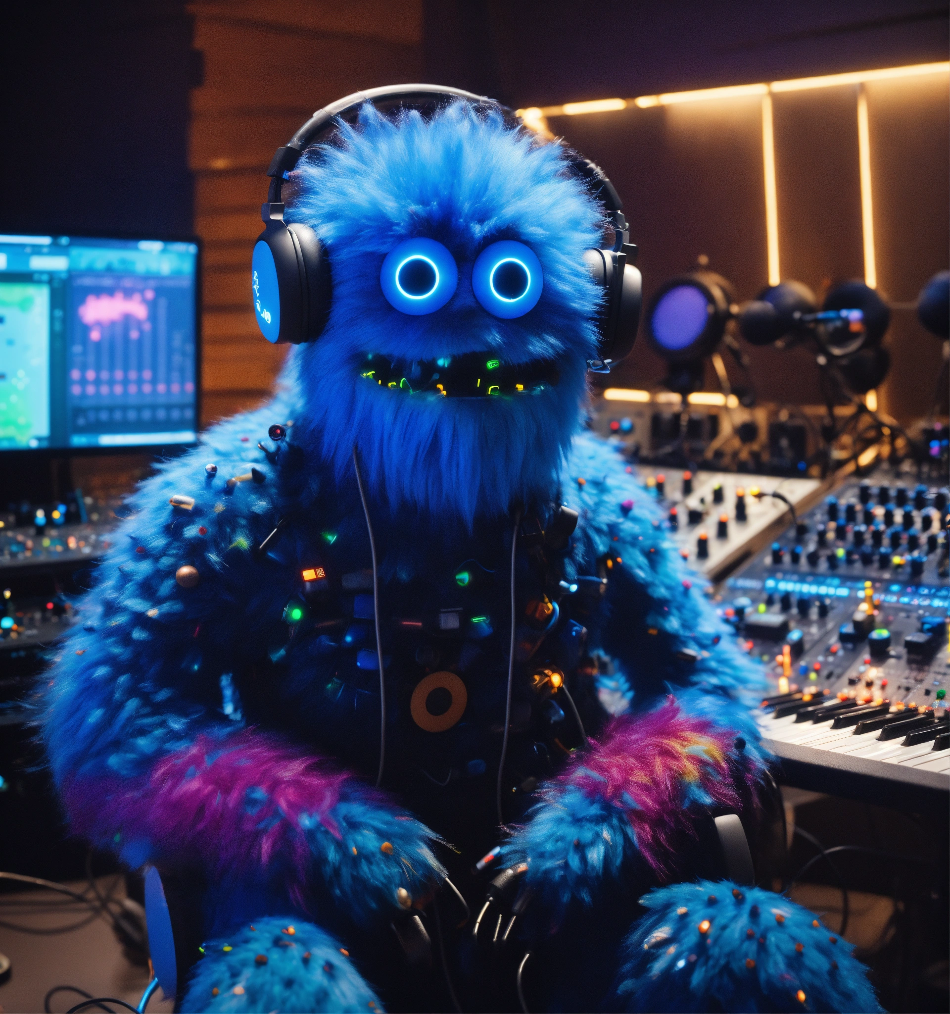 Lexica - Zoom out on a big, fun loving, hairy, blue spotted monster ...