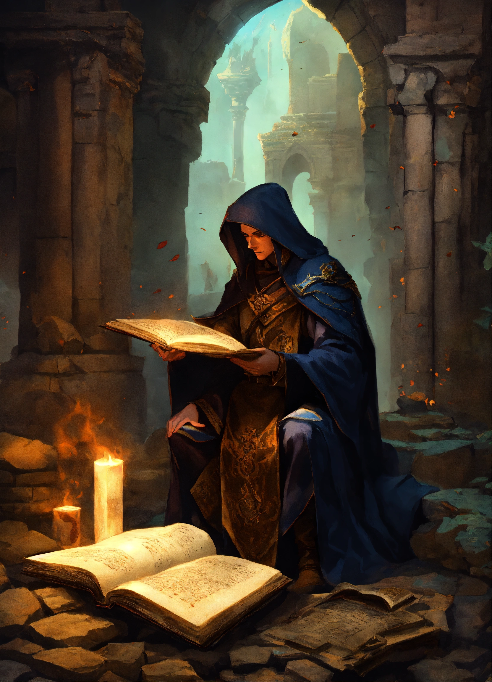 Lexica - Malevolent necromancer using a sorcerous manuscript in ancient ...