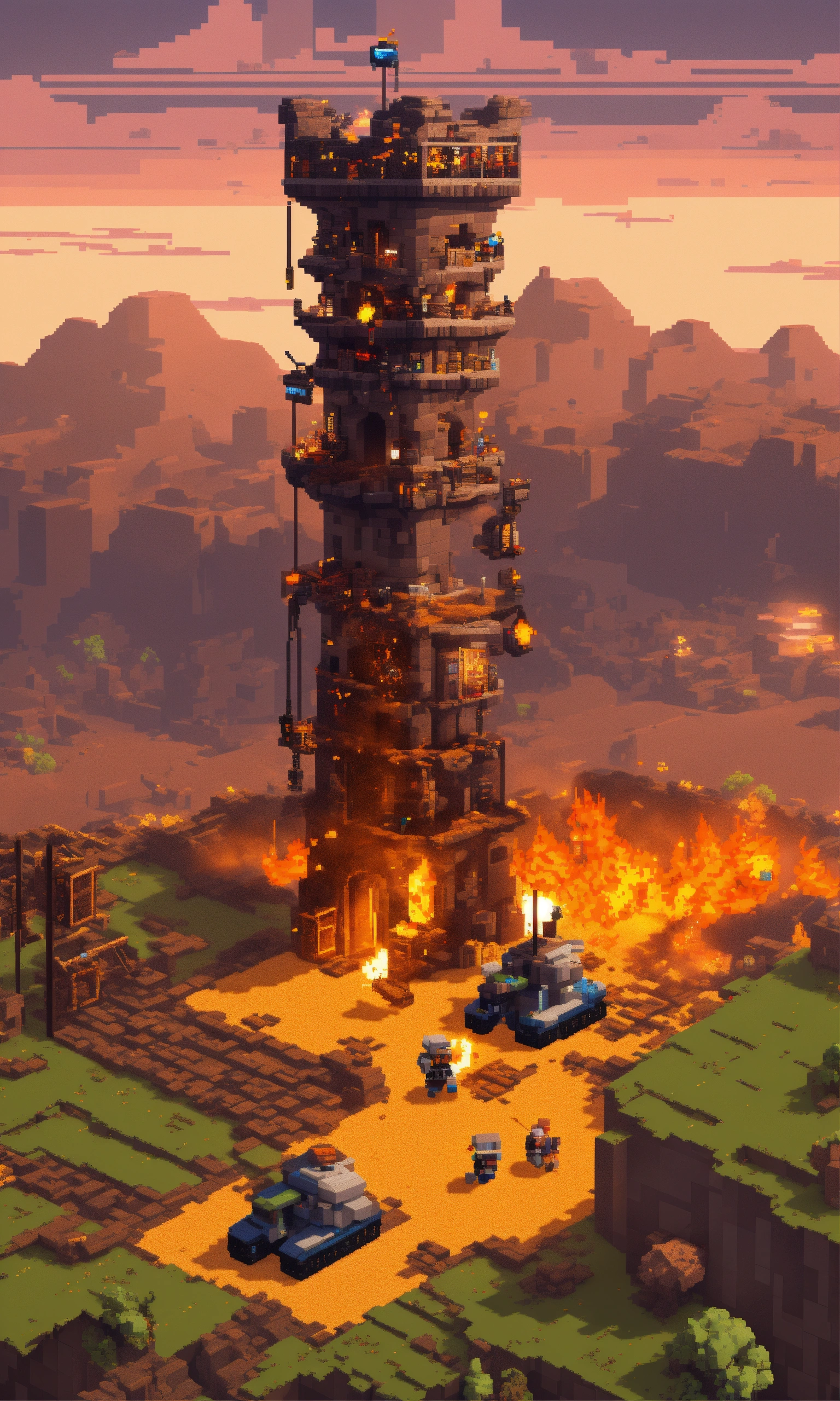Lexica - Simple blocky pixel sprite image a tower under siege by AI ...