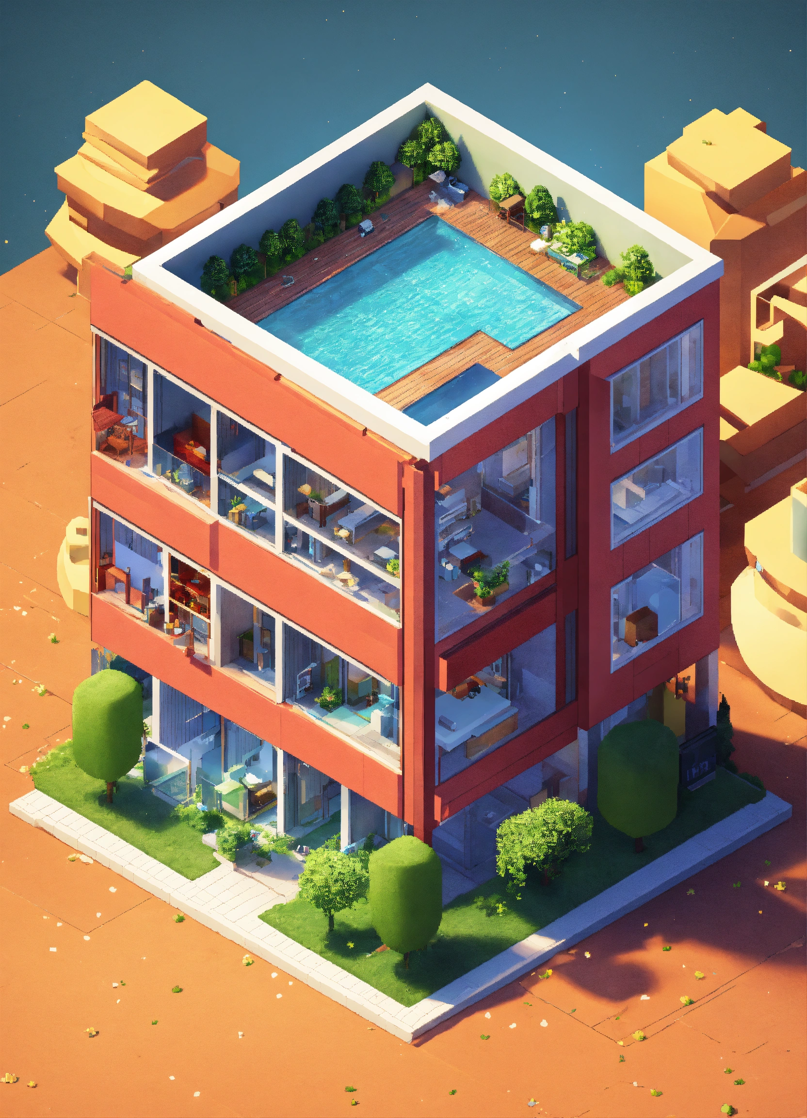 Lexica - Detailed isometric real estate, pixel art, c4d, full focus ...