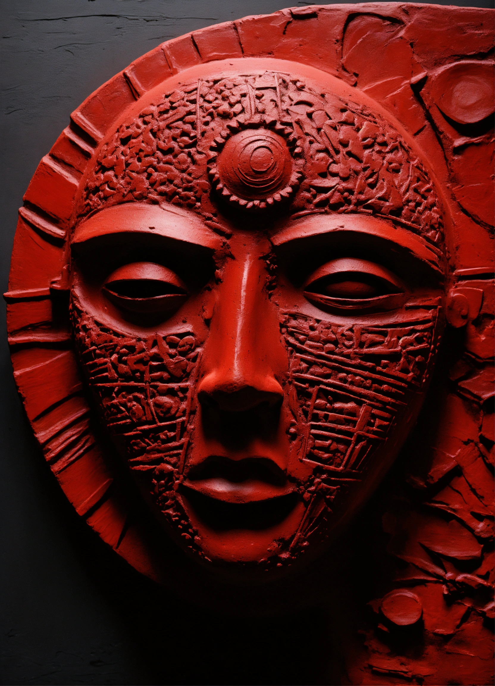 Lexica - Sun sculpture looking at you face brutalist abstract clay ...