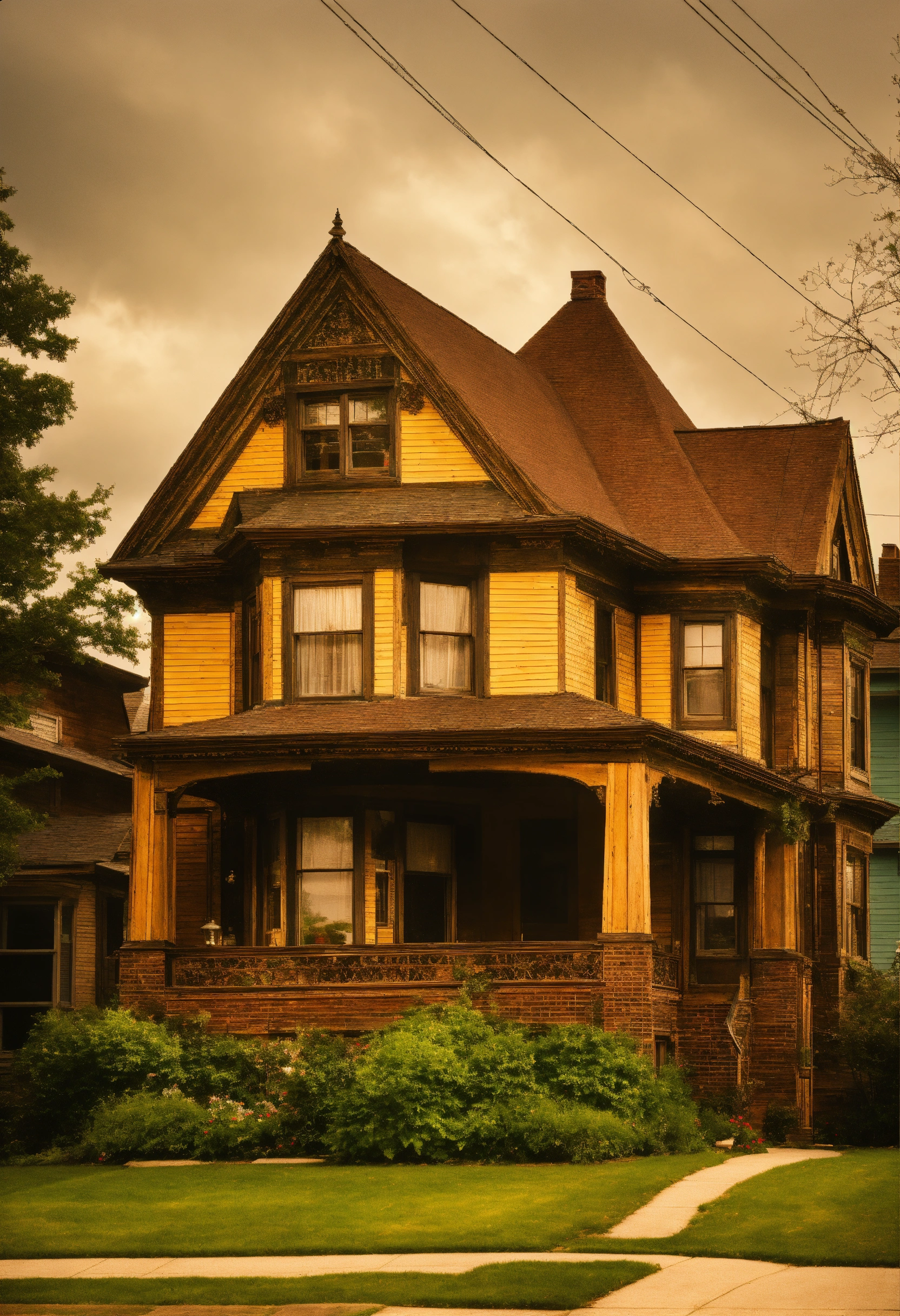Lexica - A cleveland house, bay window, gable roof, v turn of the century