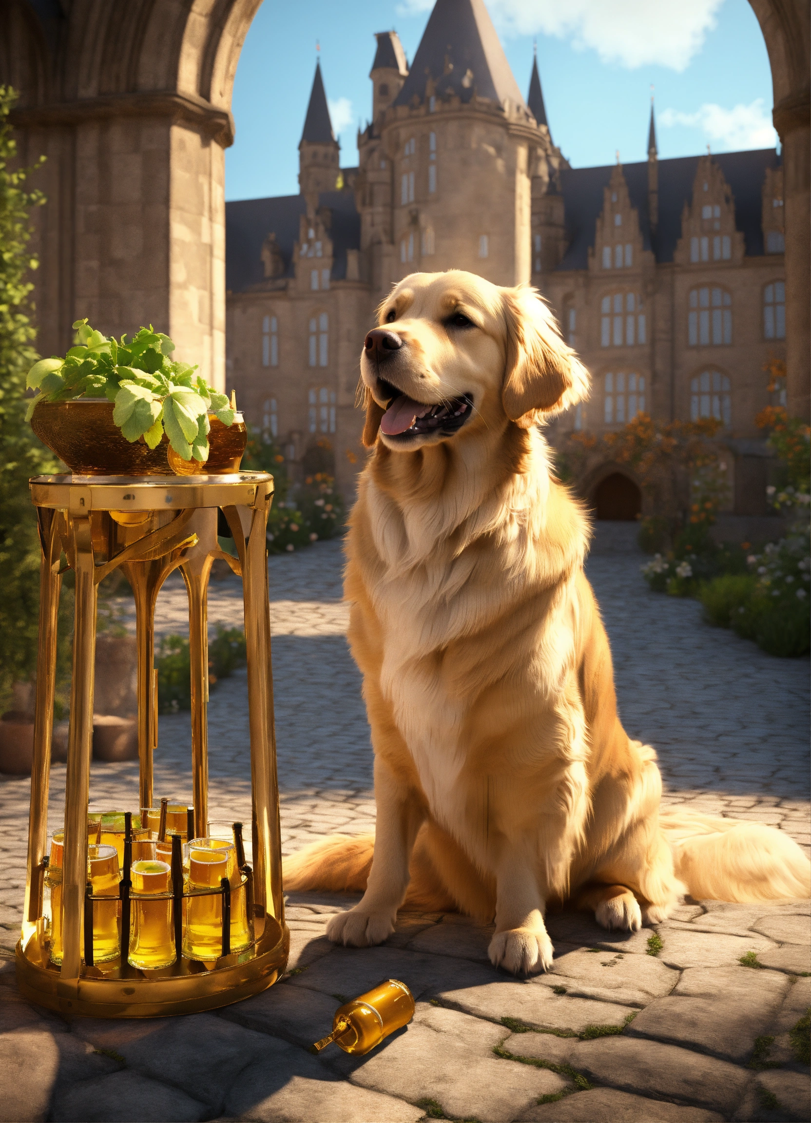 Lexica - Golden Retriever smell hoppy beer in the Cologne castle ...