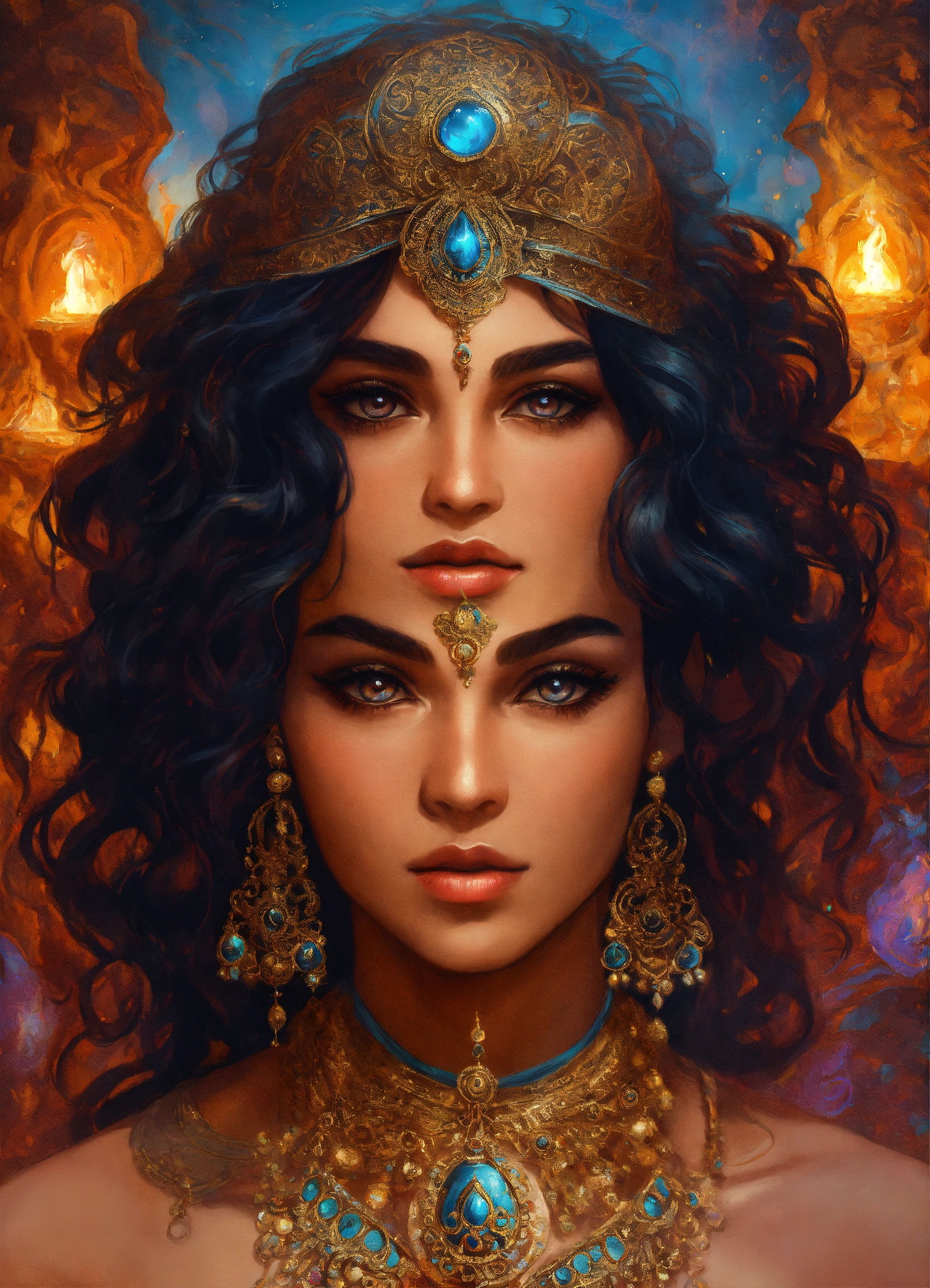 Lexica - "fantasy bollywood djinn", massive curly black hair, dancer ...