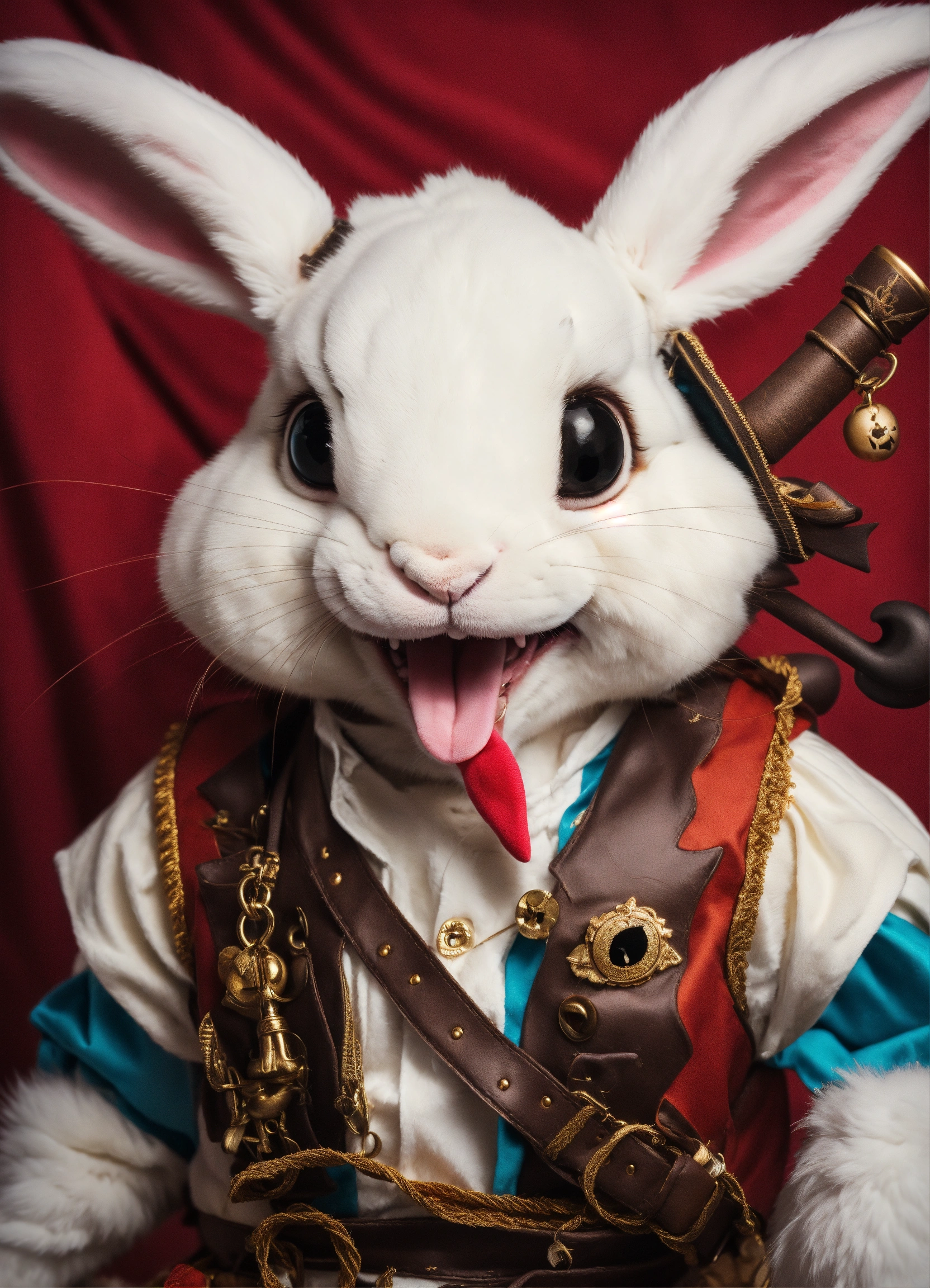 Lexica - A bad cute white bunny face with buck teeth, furry toy, pirate ...
