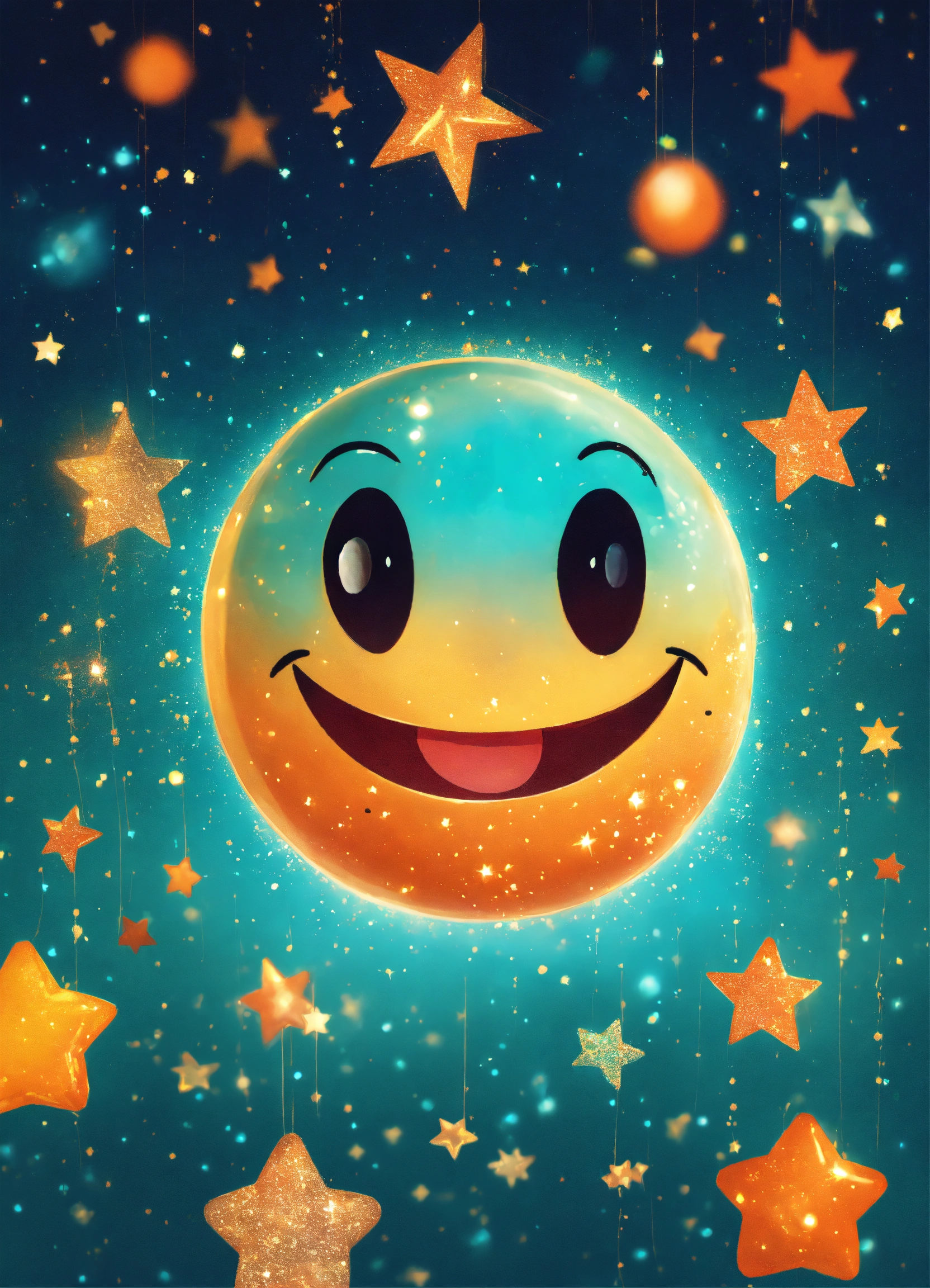 Lexica - Little face with a really happy smile (smiley) and turquoise ...