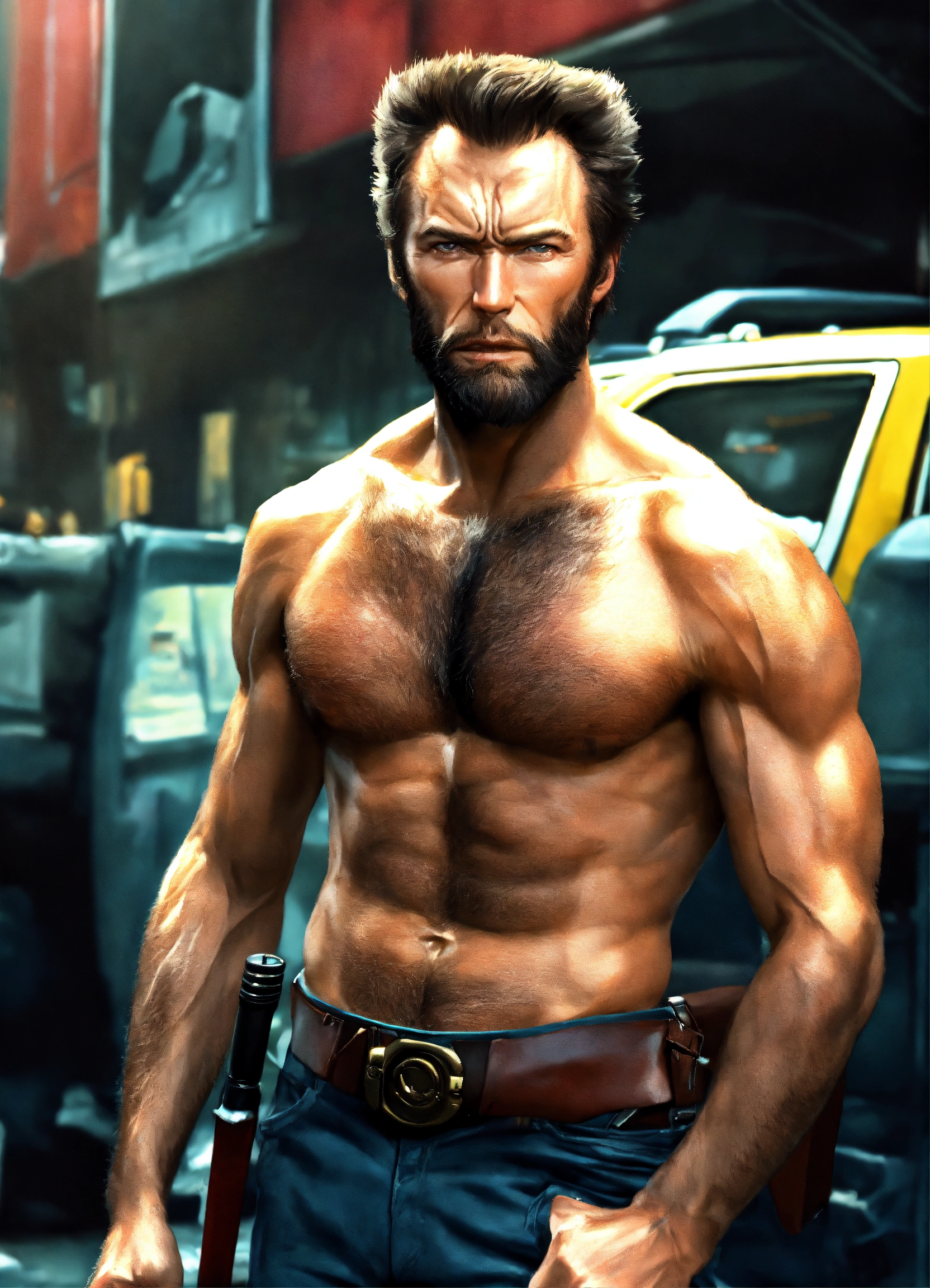 Lexica - Young Clint Eastwood with Wolverine hairy and beard, is ...