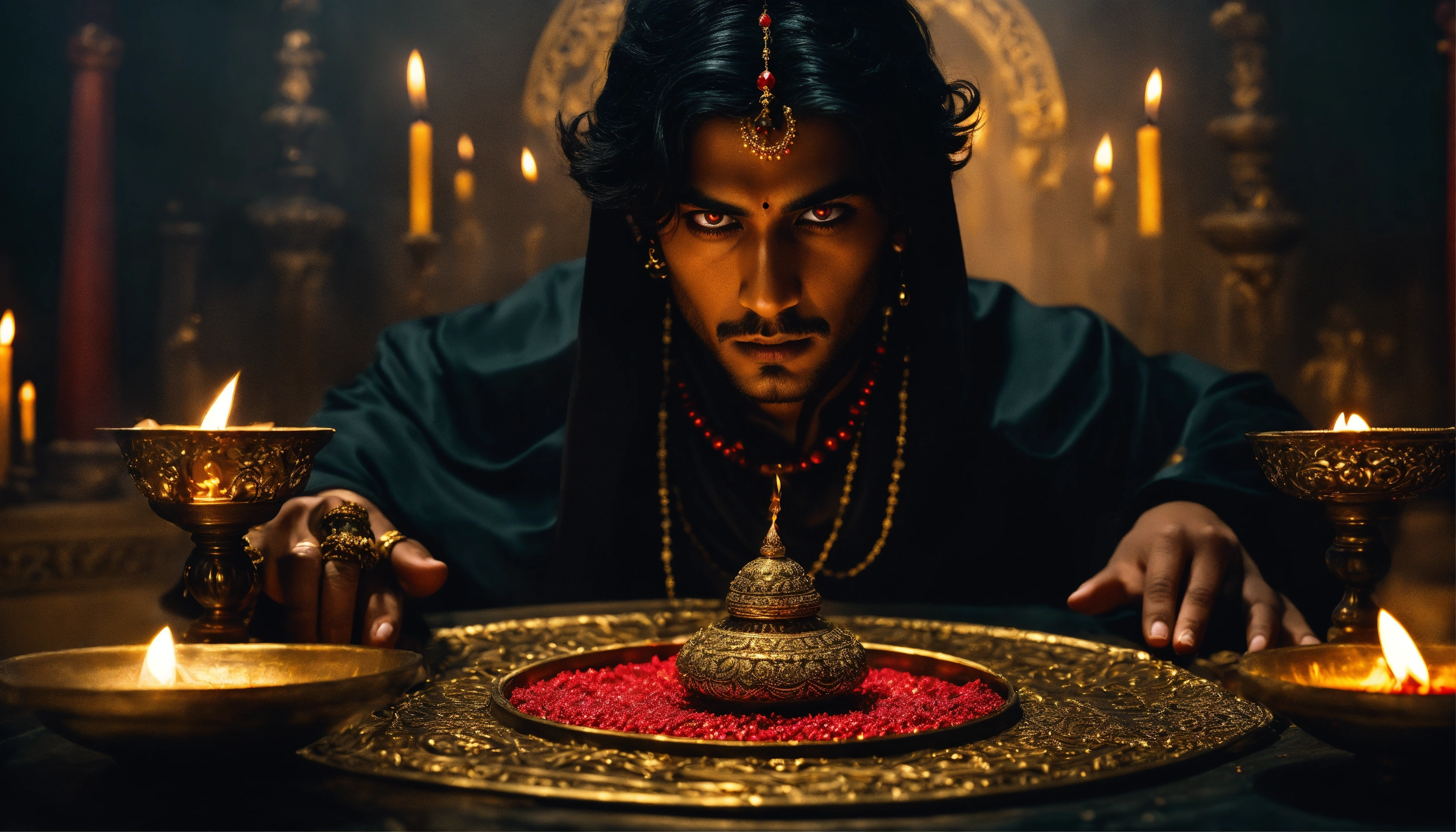Lexica - Sinister and dramatic picture of a young handsome Indian ...