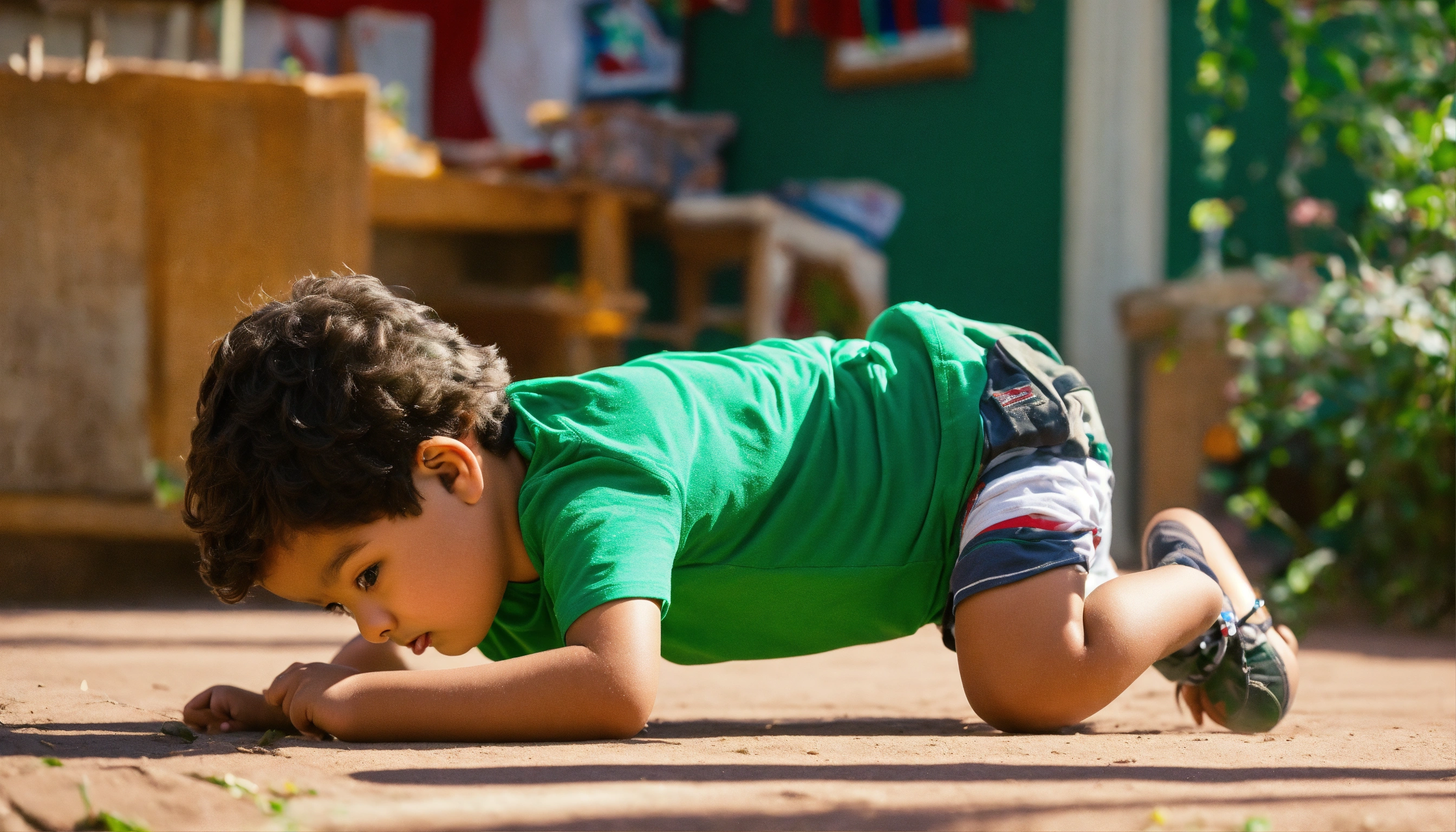 Lexica - 5 year old Hispanic boy in a green tee shirt whole body ...