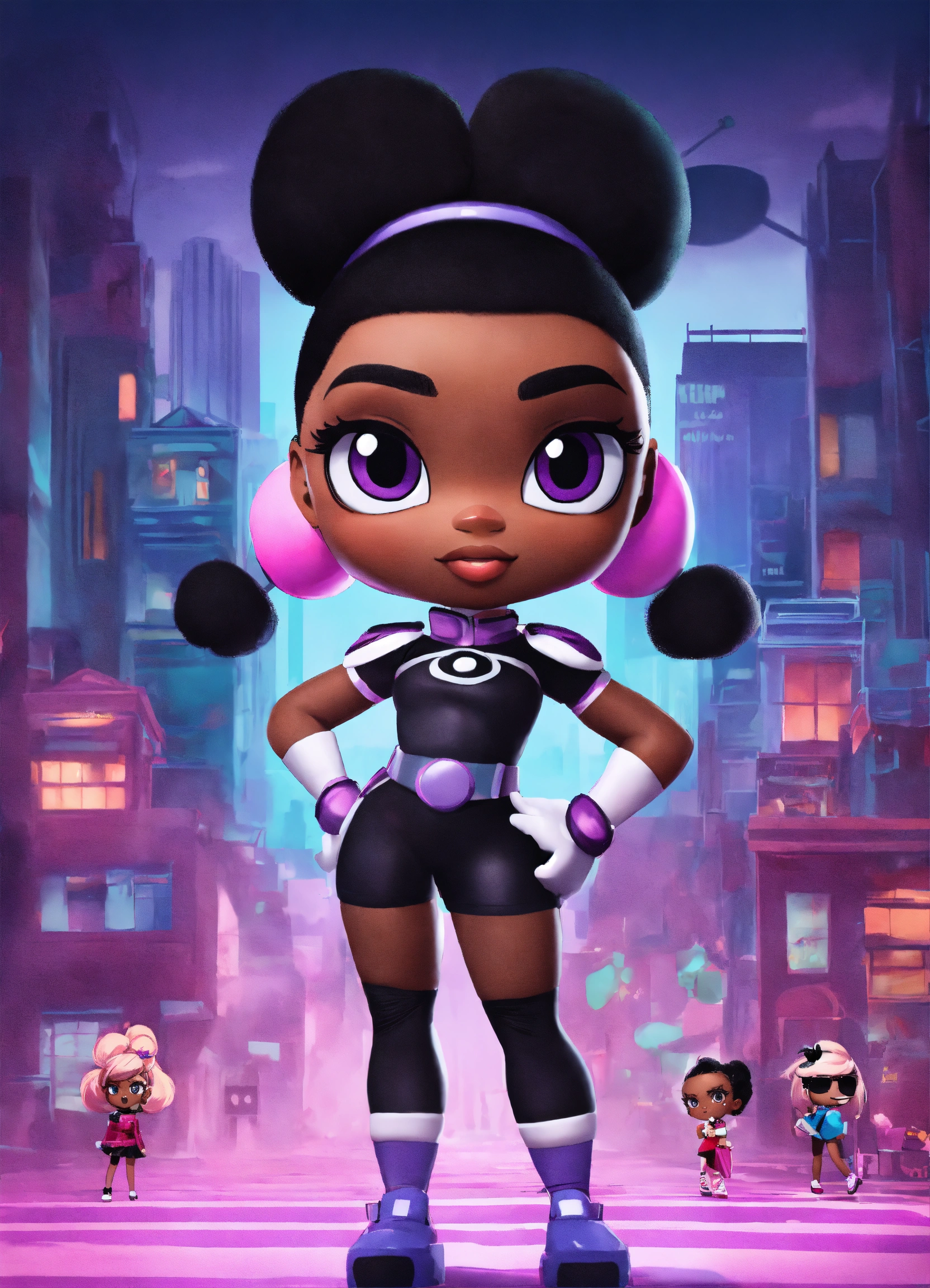 Lexica - Create a playful power puff girl inspired 4 black female ...