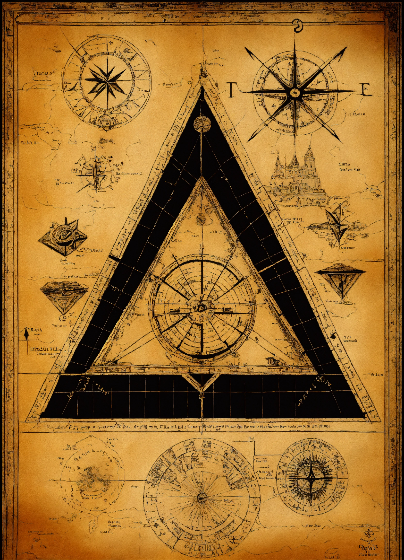 Lexica - Ancient treasure map art, triangular symbols, old vibes