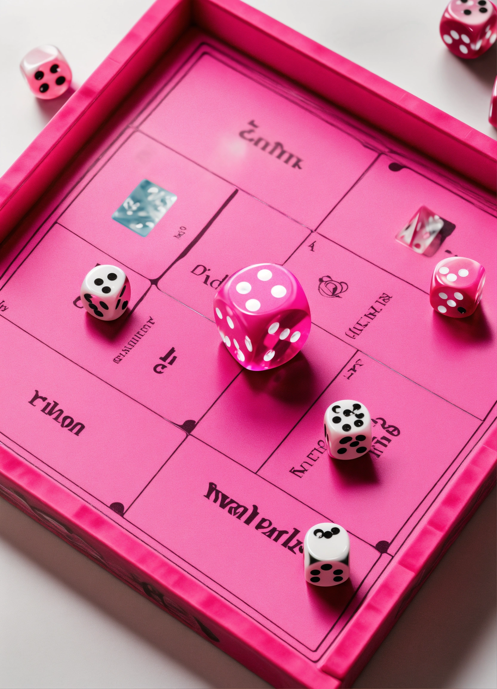 Lexica - A pink board game at an angled view being able to see the full ...