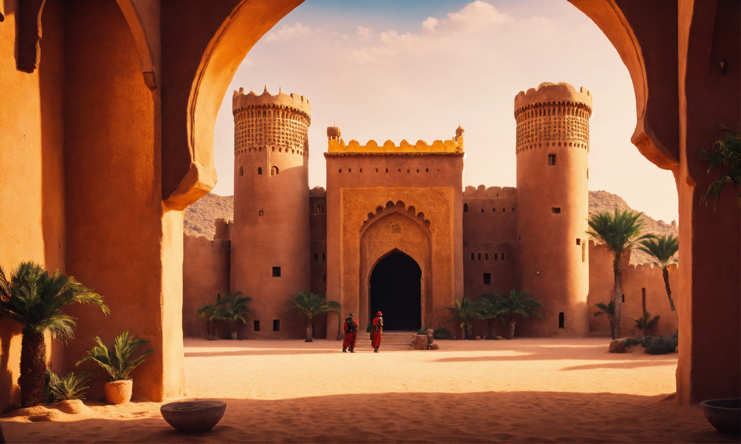 Lexica - A saharian castle made into a oasis. Palms all around the ...