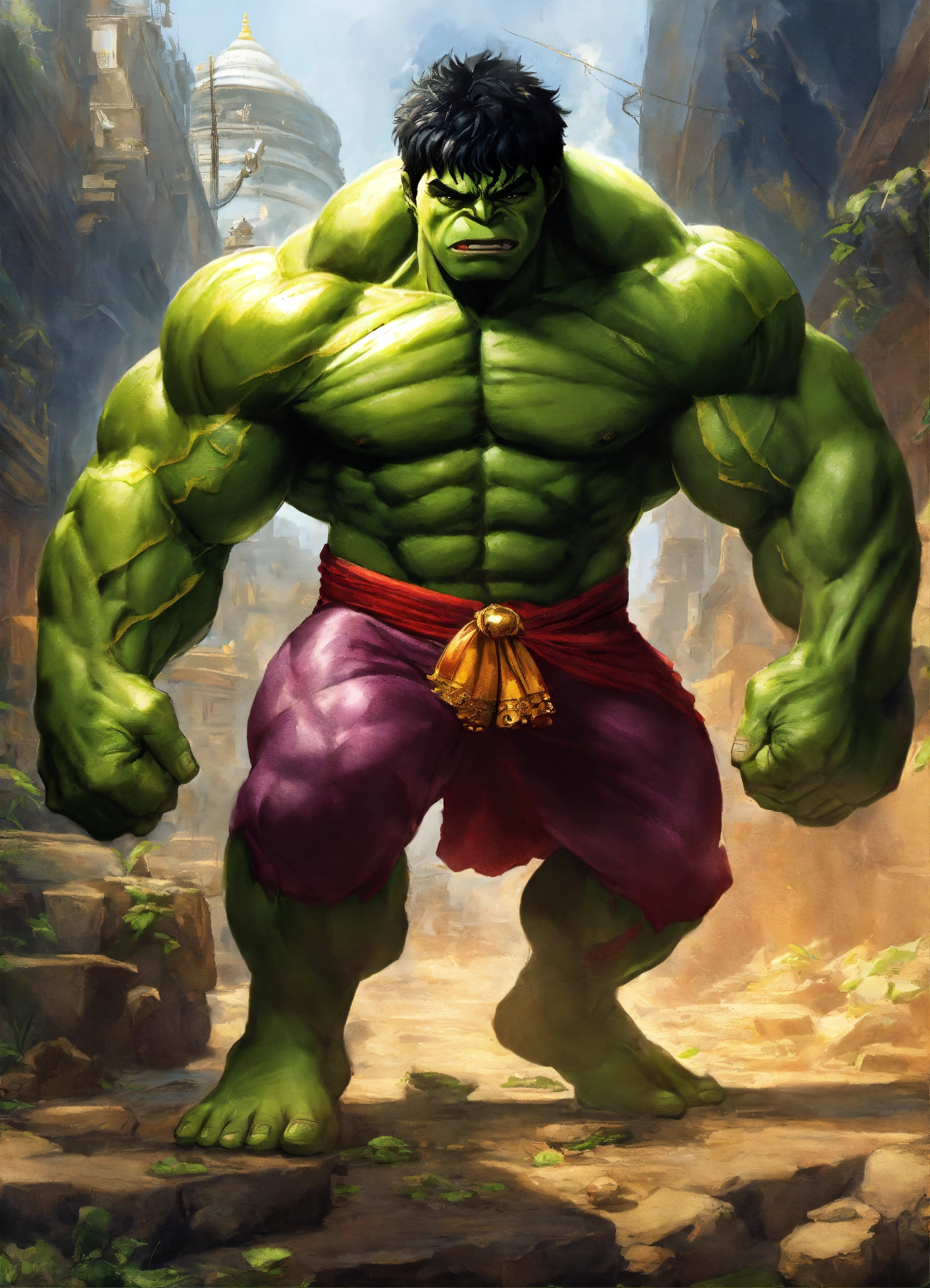 Lexica - Hulk unable to lift Hanuman tail