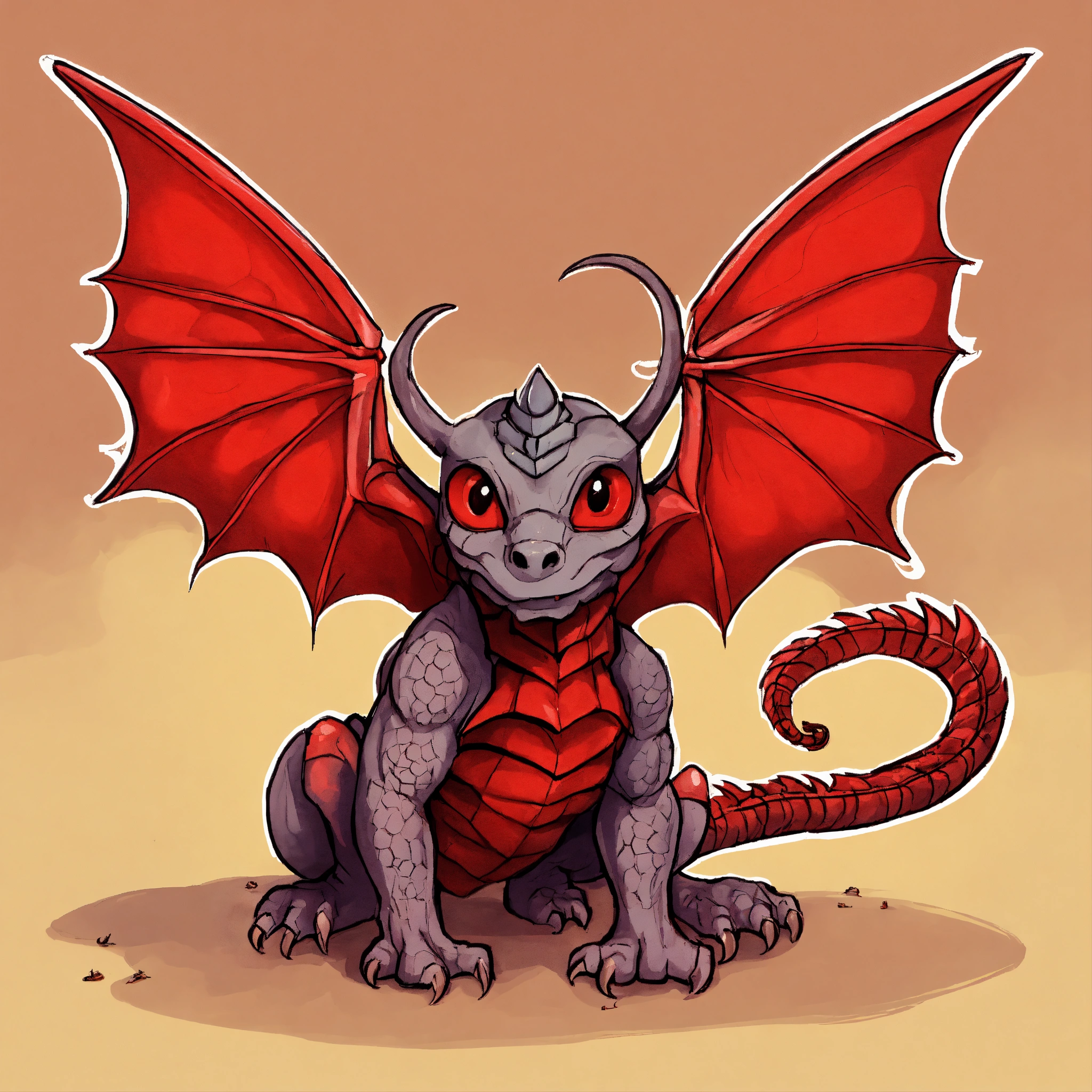 Lexica - Drawing of a small red cute gargoyle with wings and a scorpion ...