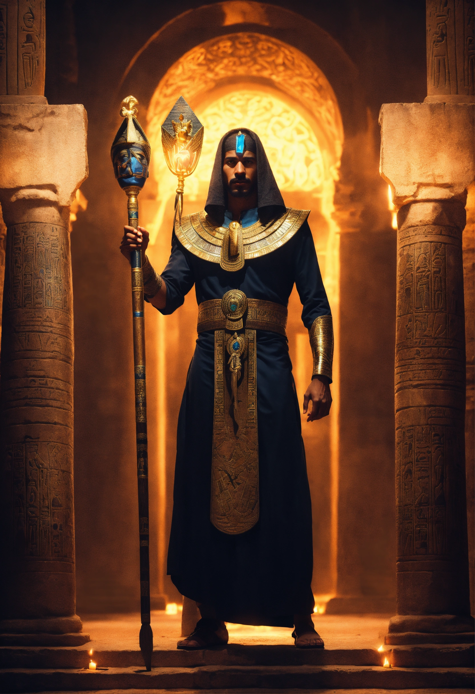 Lexica - Fantasy portrait of an evil ancient Egyptian male warlock in ...