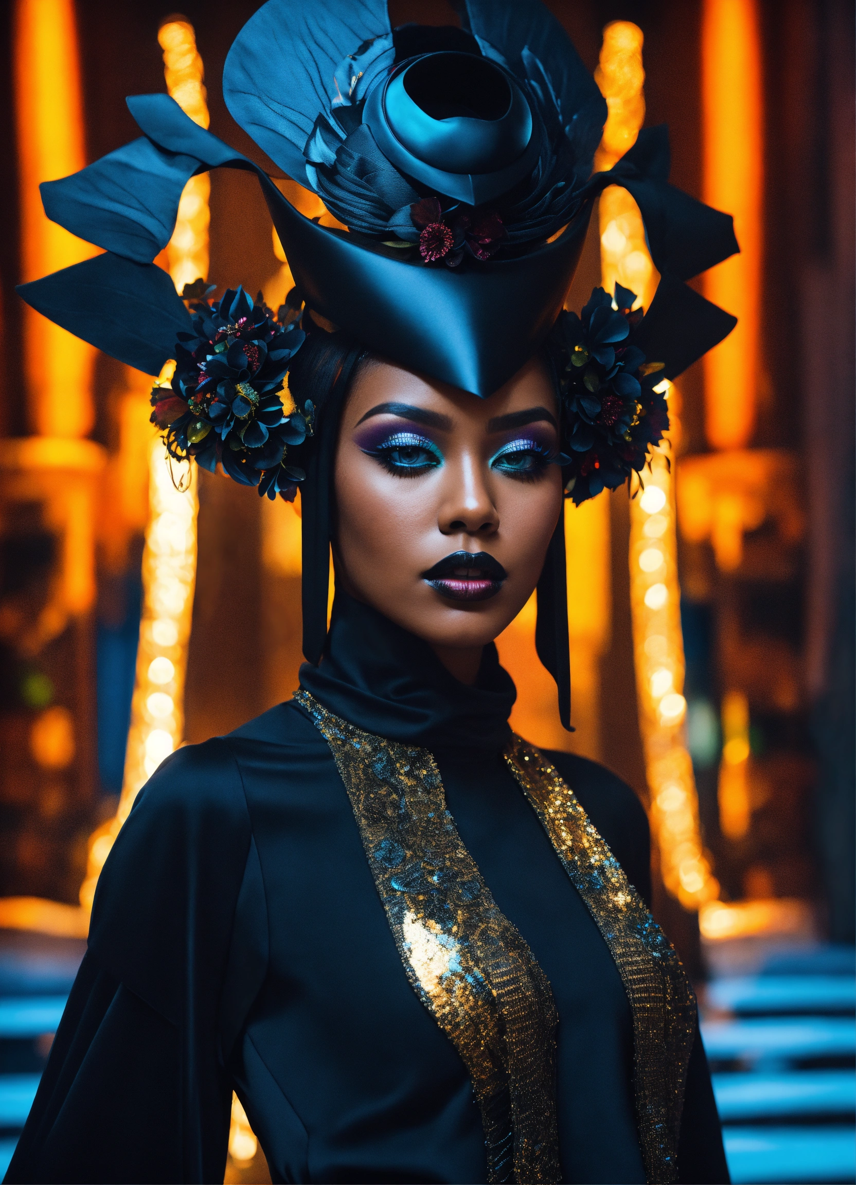 Lexica - A tan skin dominican female all black sleek futuristic outfit ...