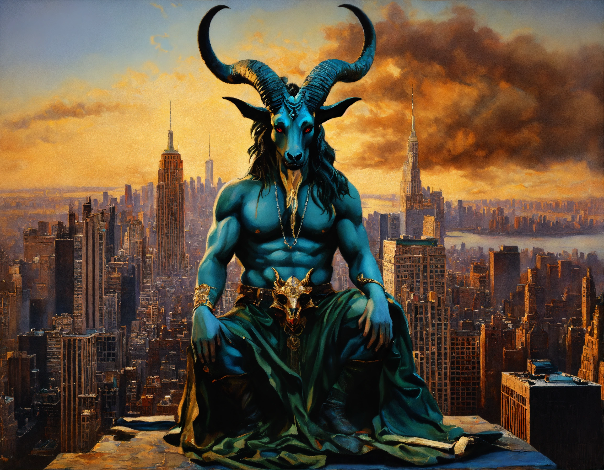 Lexica - A photo realistic painting of Baphomet in front of a crumbling ...