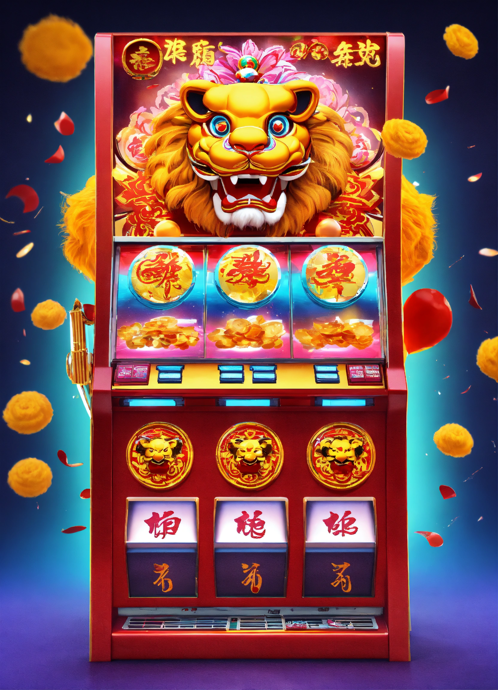 Lexica - 3D lion dance slot machine gambling icon