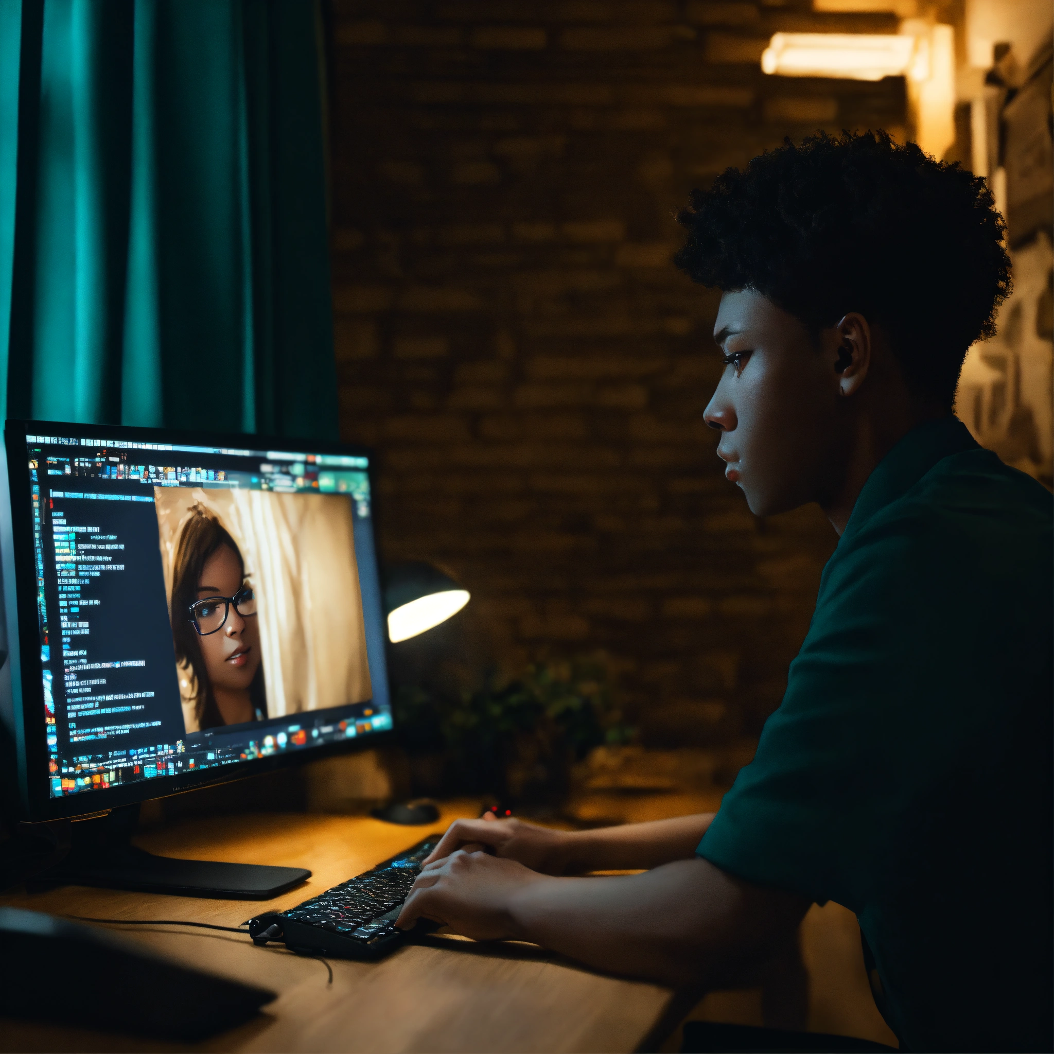Lexica - A photo of a person using a computer. The person is sitting in ...
