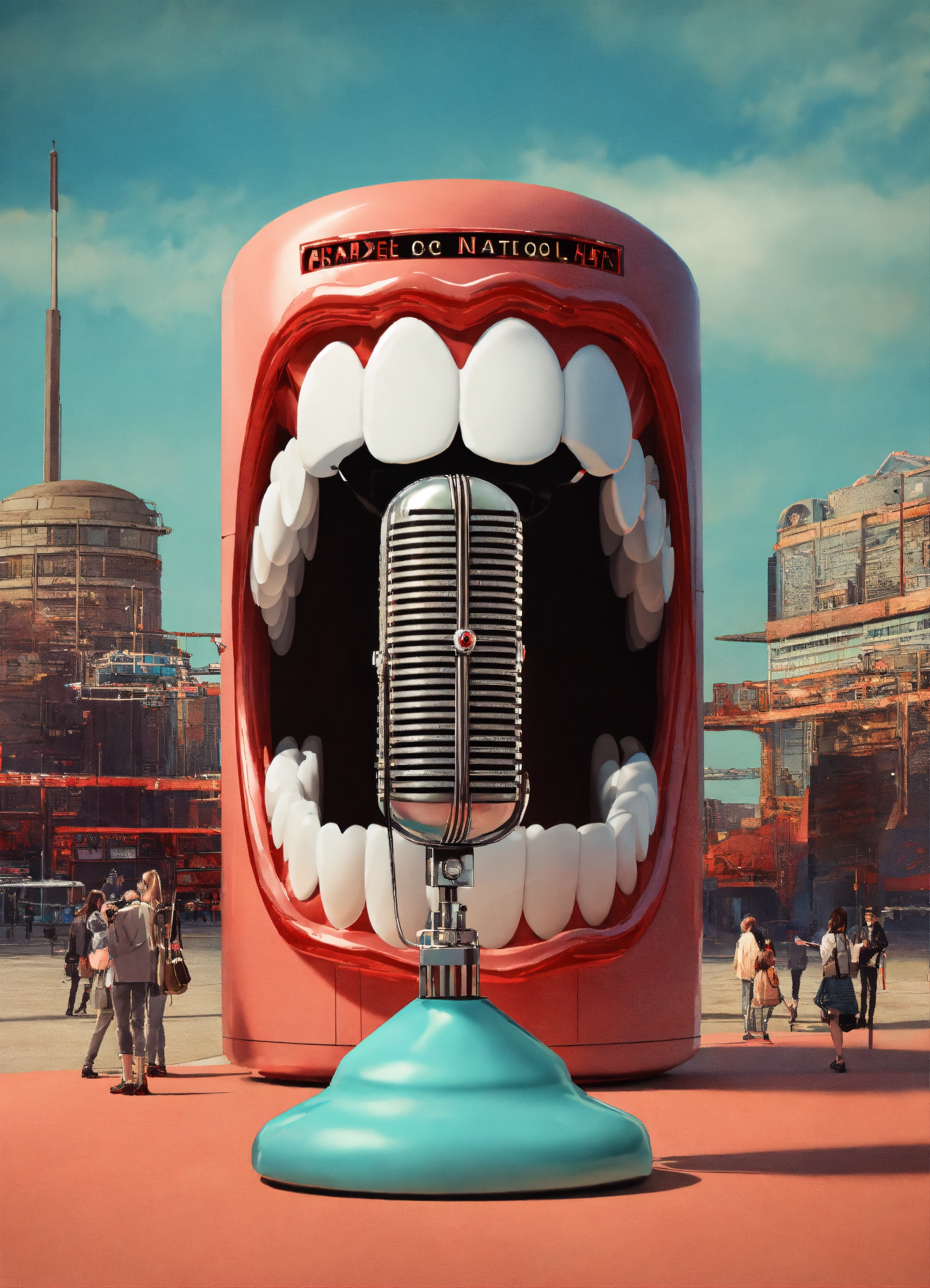 Lexica - A giant microphone with a set of false teeth around it