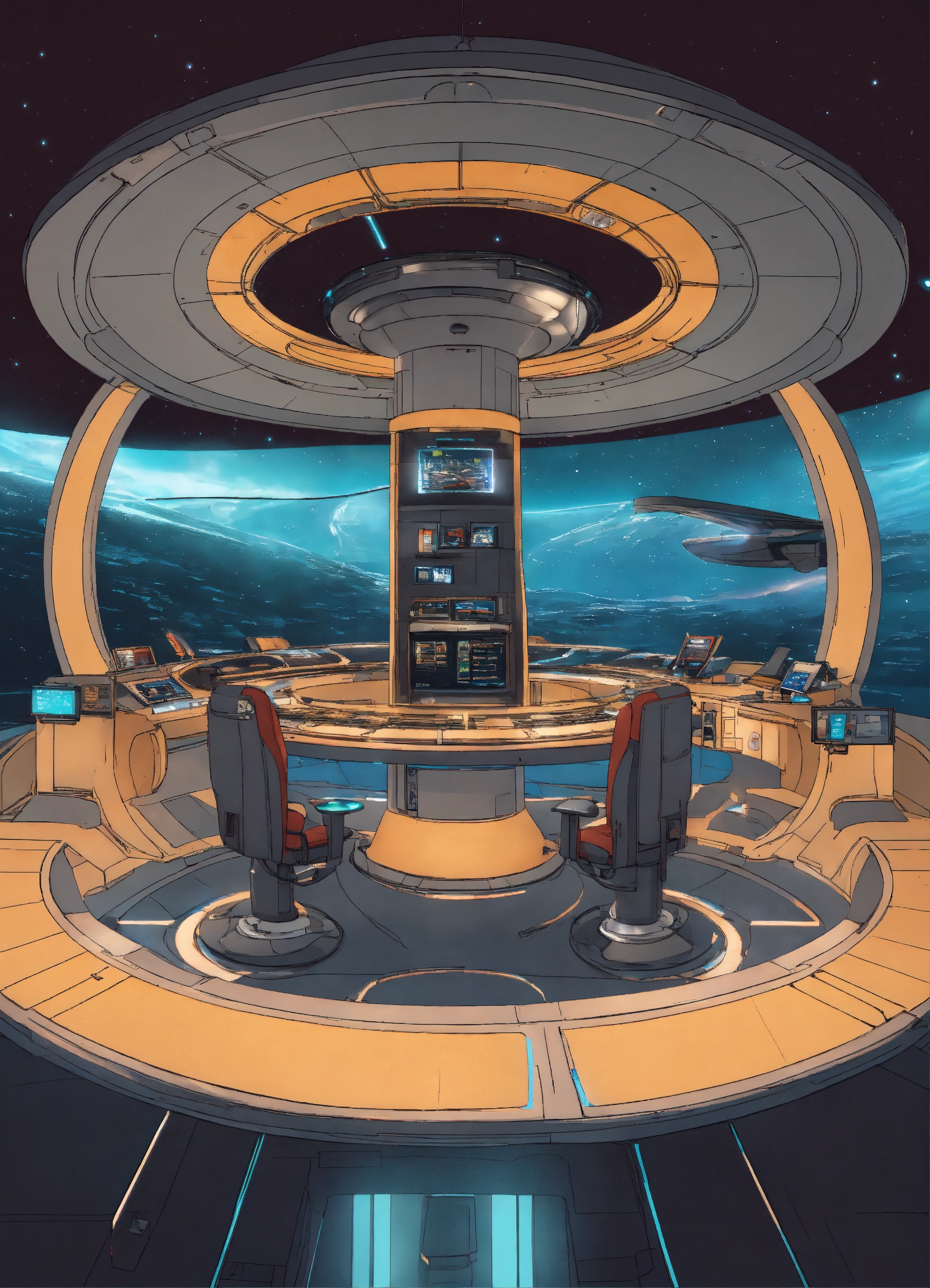 Lexica - The perfect circular layout of a futuristic starship's bridge ...
