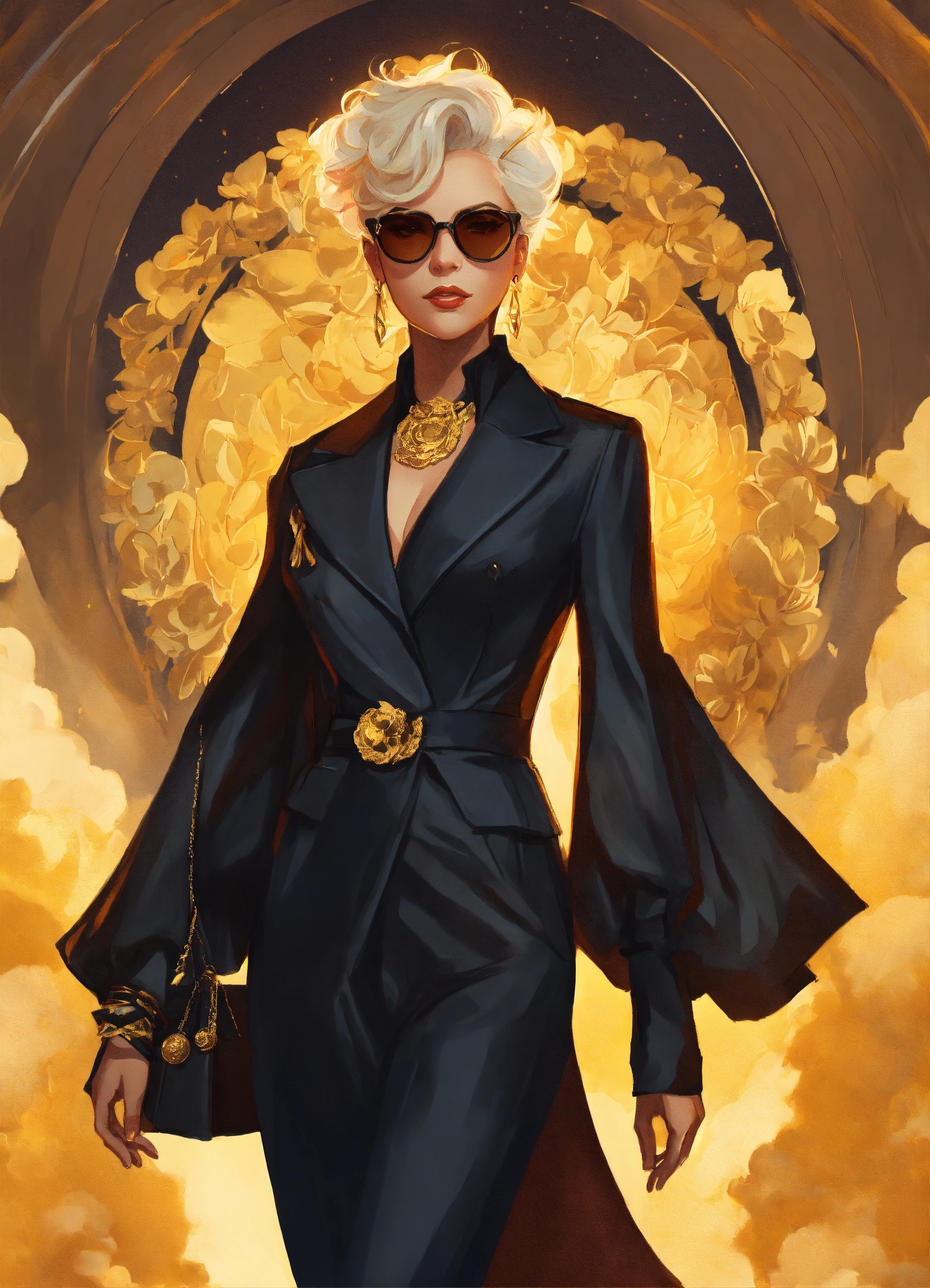 Lexica - Good omens as woman, female Aziraphale wearing black clothes ...